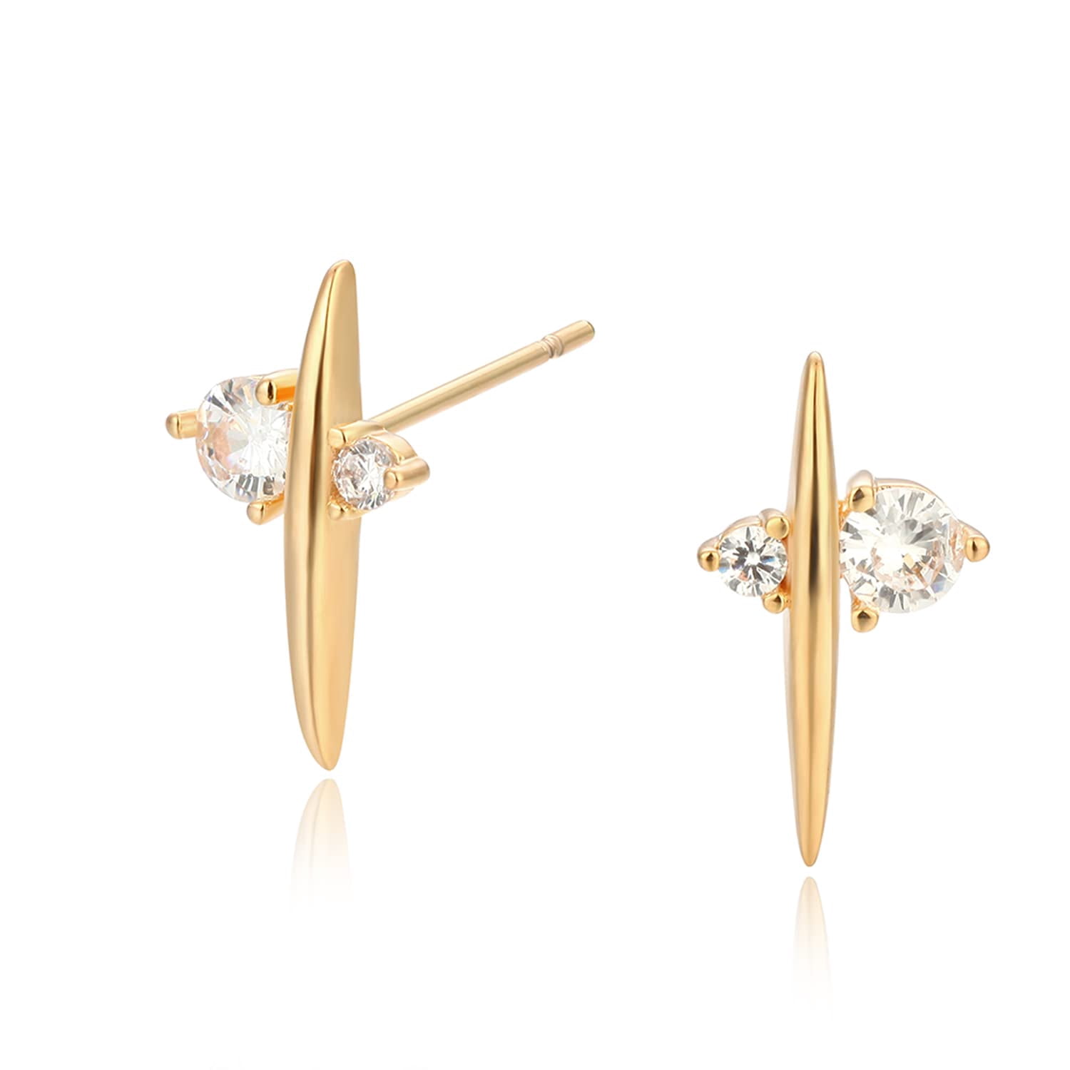 MEVECCO 14K Gold Plated Delicate Tiny Stud Earrings for Women Gift for ...