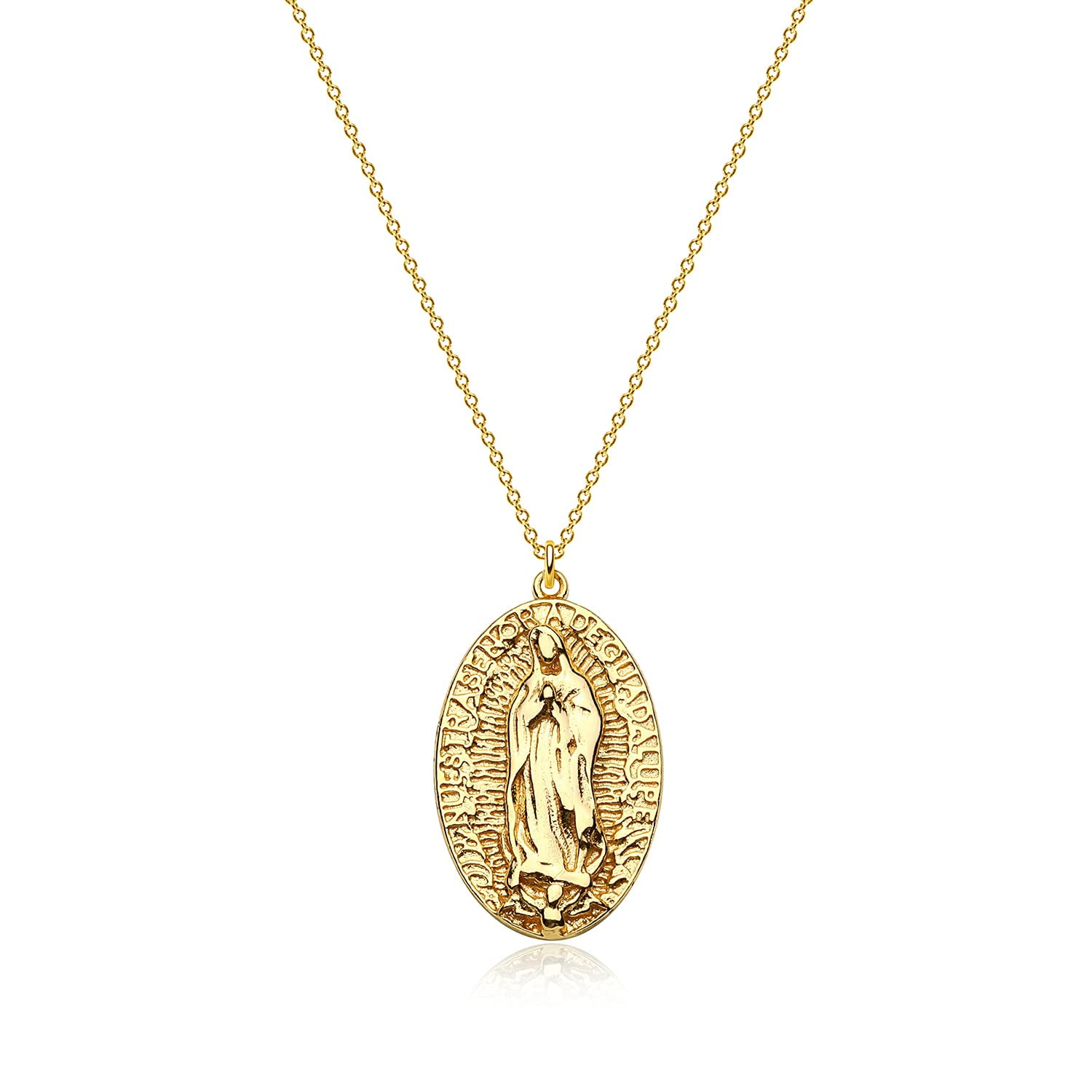 MEVECCO 14K Gold Plated Maria Oval Necklace for Women Jewelry Gift ...