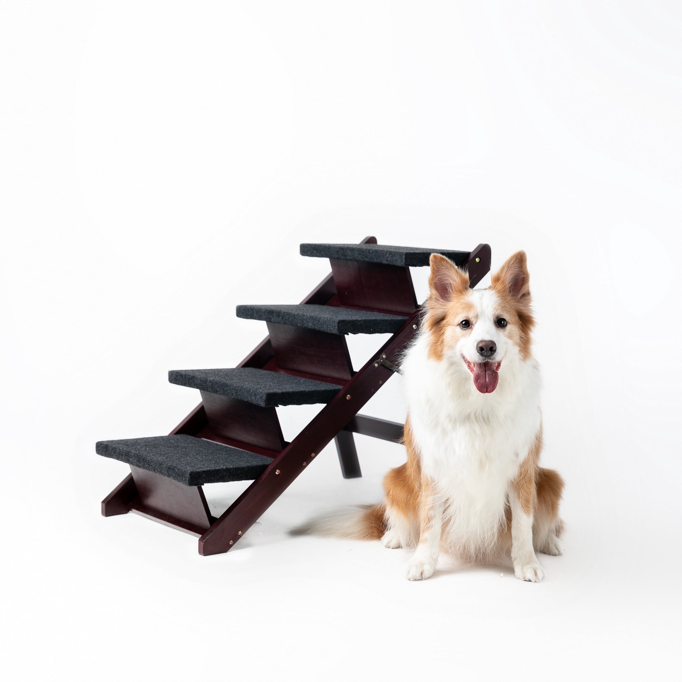 MEWANG 2-in-1 Wooden 4-Step Wood Pet Steps, Brown, Dog,Cat - Walmart.com