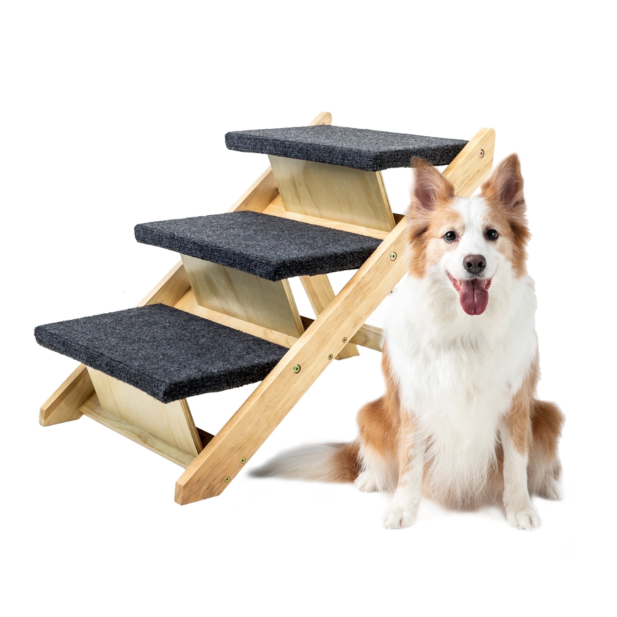 MEWANG 3-Step Wood Pet Steps, 2 in 1 Dog Stairs - Walmart.com