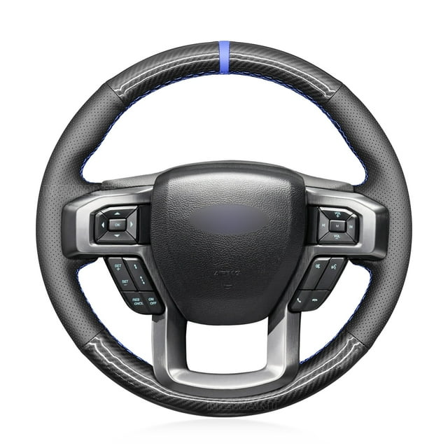 MEWANT Black Glossy Carbon Fiber Hand Stitch Car Steering Wheel Cover ...