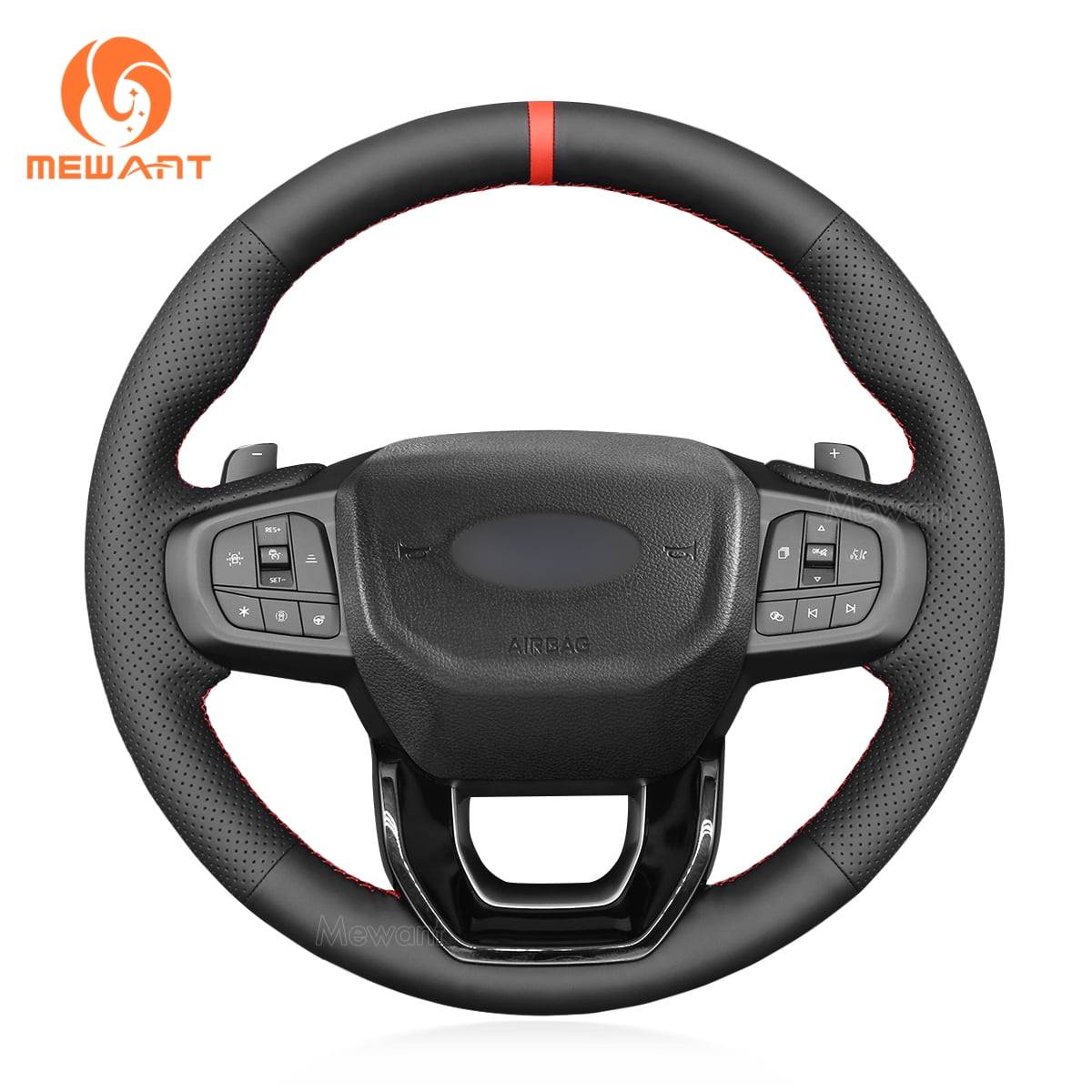 MEWANT Hand Stitch Car Steering Wheel Cover for Ford Ranger 2023 ...