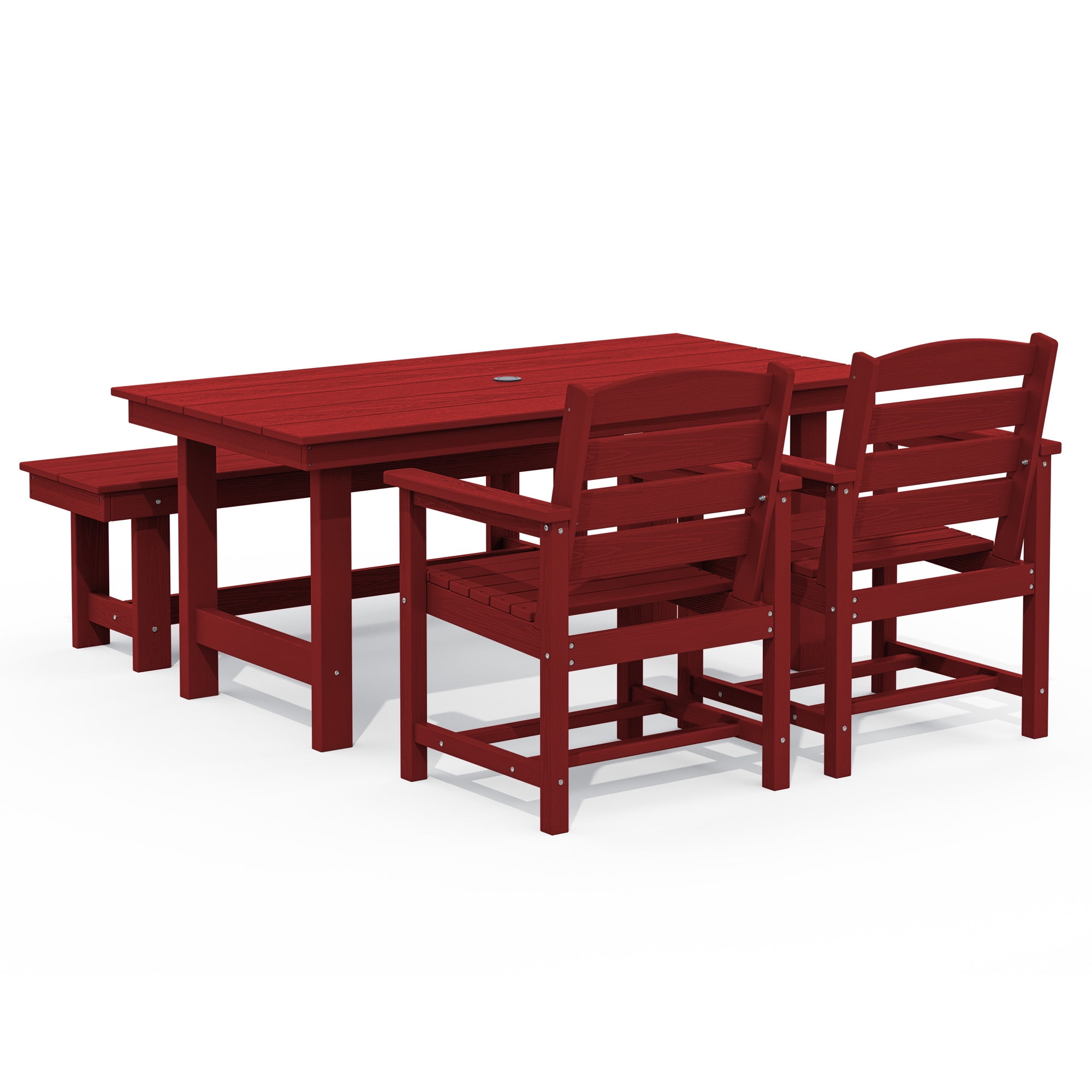 MEWAY 4 Pieces Patio Furniture Set, HDPE Outdoor Dining Table Set with ...