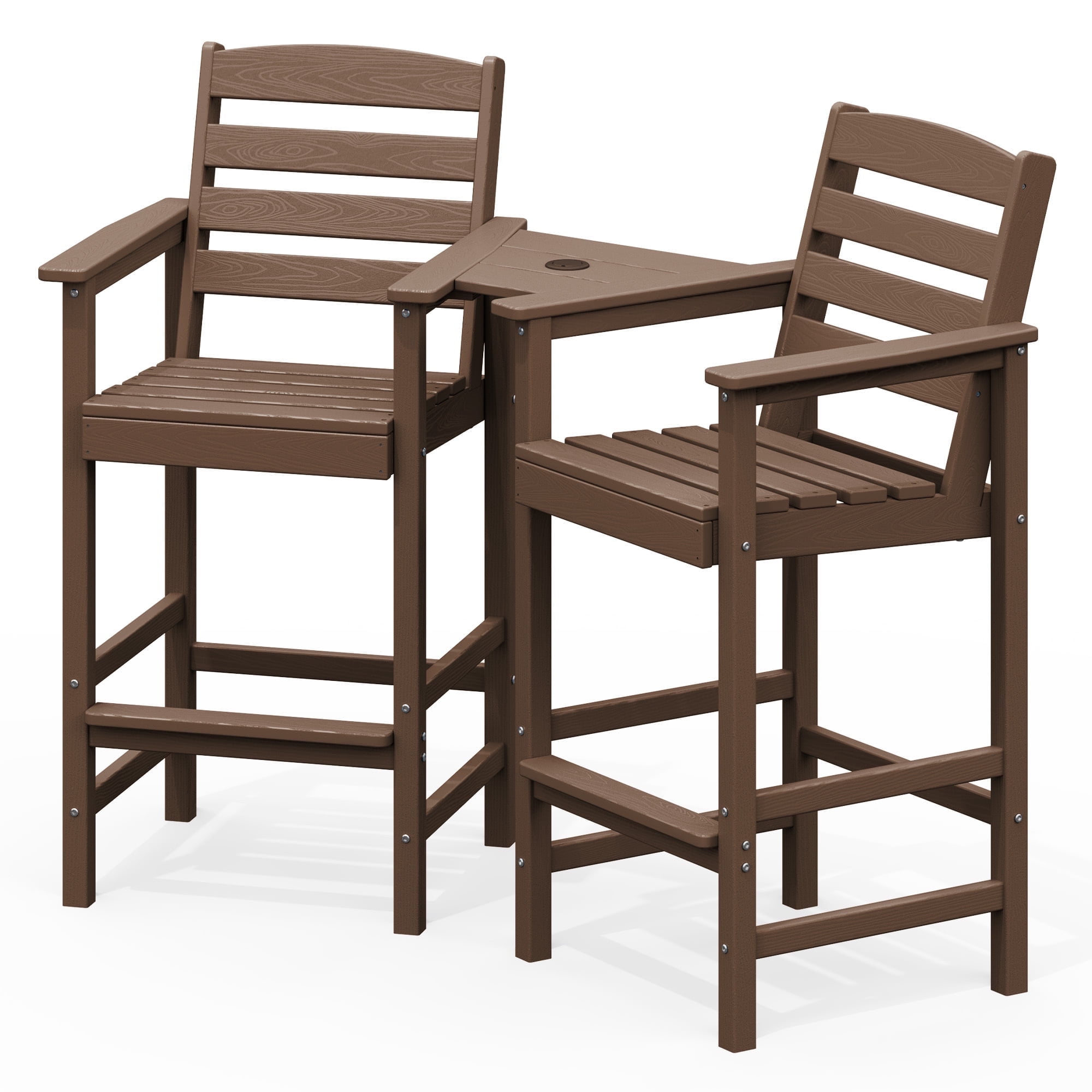 JUSTLET Tall Adirondack Chair Set of 2 with Connecting Tray, HDPE ...