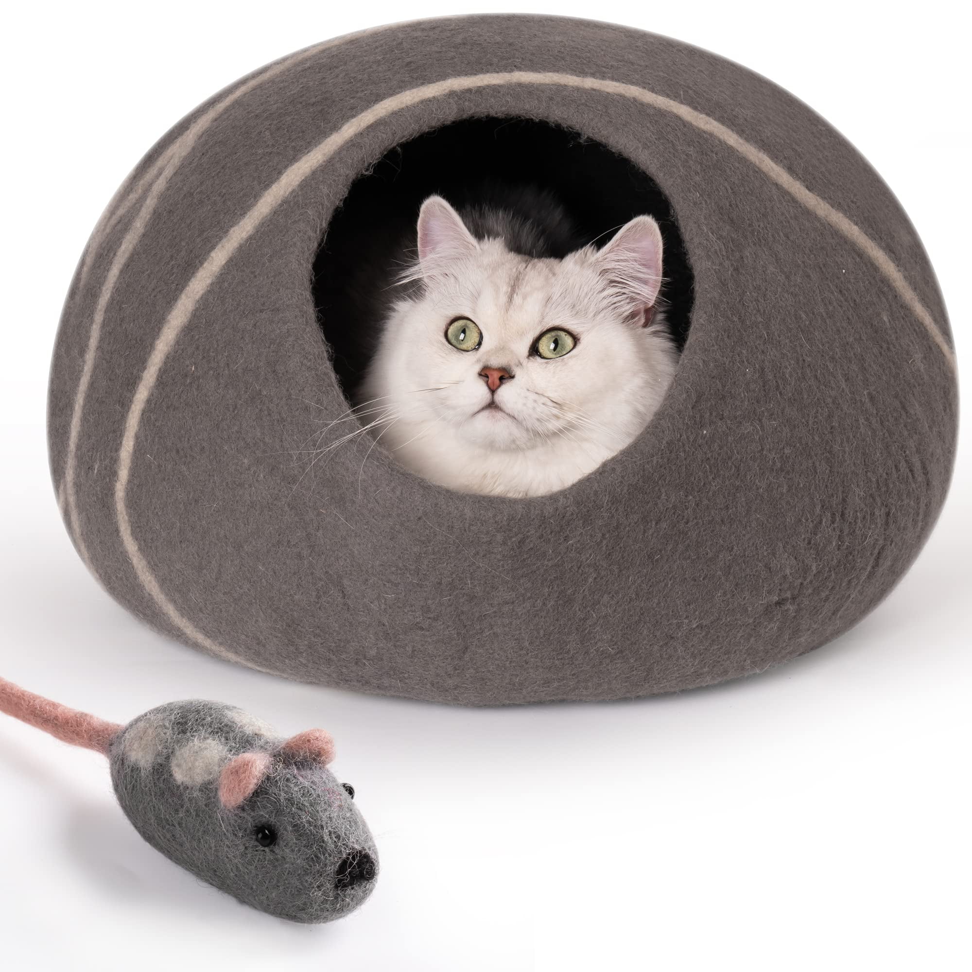 MEWOOFUN Cat Cave Bed -Handmade Wool Cat Bed Cave,Eco-Friendly Cat Bed ...