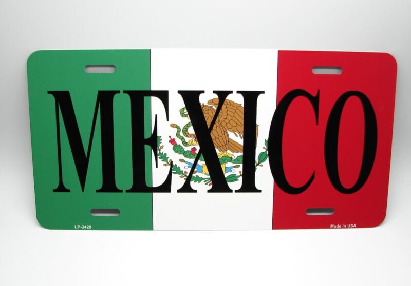MEXICAN MEXICO FLAG METAL CAR NOVELTY LICENSE PLATE AUTO TAG MEXICANA ...