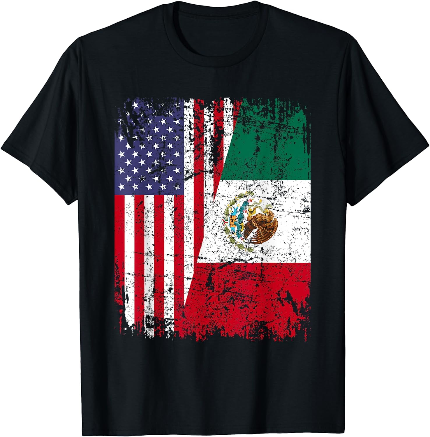 MEXICAN ROOTS | Half American Flag | MEXICO T-Shirt Black - Walmart.com
