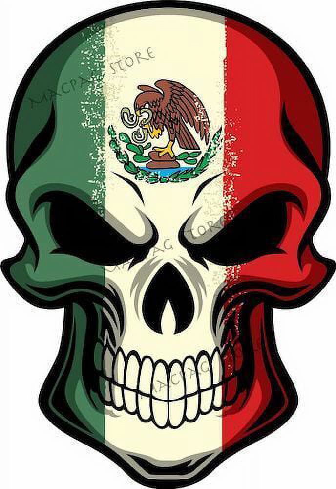 MEXICO FLAG SKULL STICKER (Pack of 2) CAR DECAL MEXICAN FLAG LAPTOP - Walmart.com