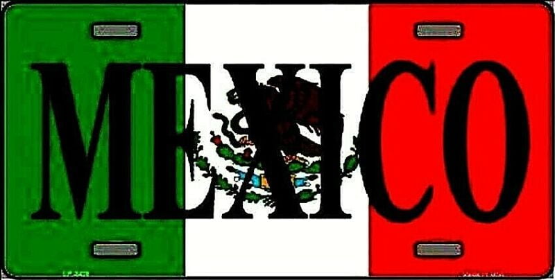 MEXICO MEXICAN FLAG METAL NOVELTY LICENSE PLATE TAG - Aluminum ( 12 ...