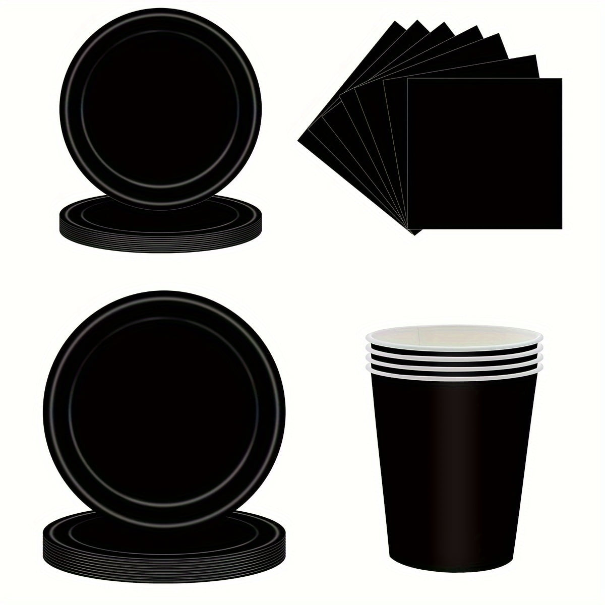 MEYSE Black Party Paper Plate Black Party Tissue Black Party Paper Cup ...