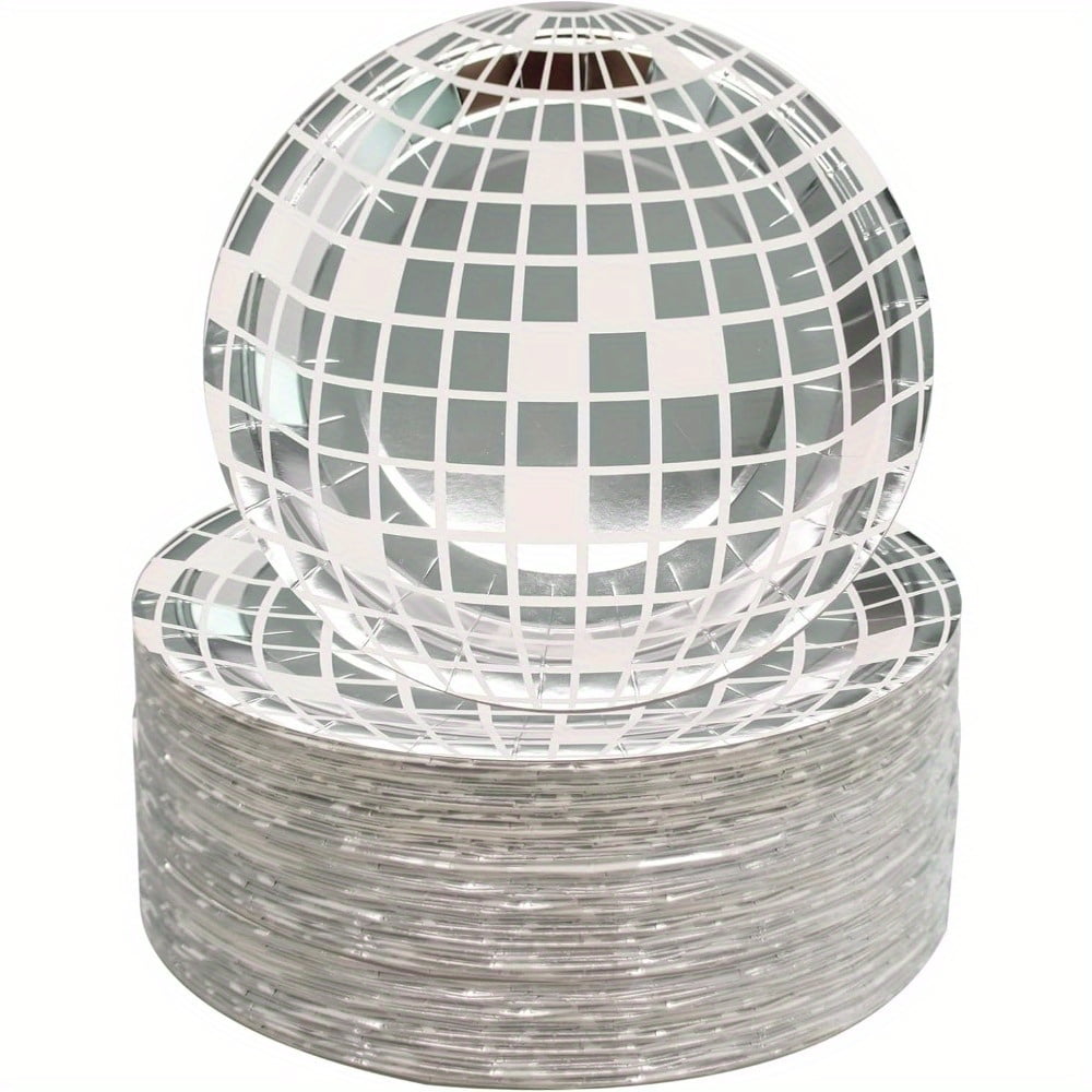 MEYSE Pcs Disco Ball Plates 7 In Disposable Disco Ball Paper Plates 70s ...