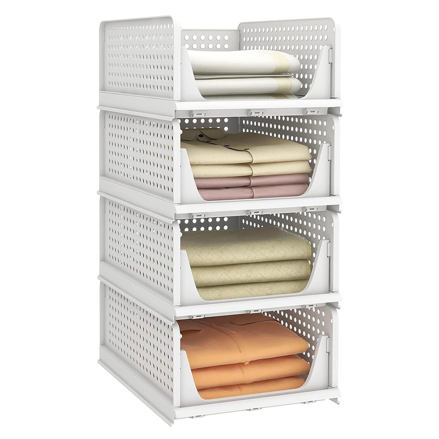 MEZON Plastic Foldable and Stackable Closet Organizer Clothes Organizer ...