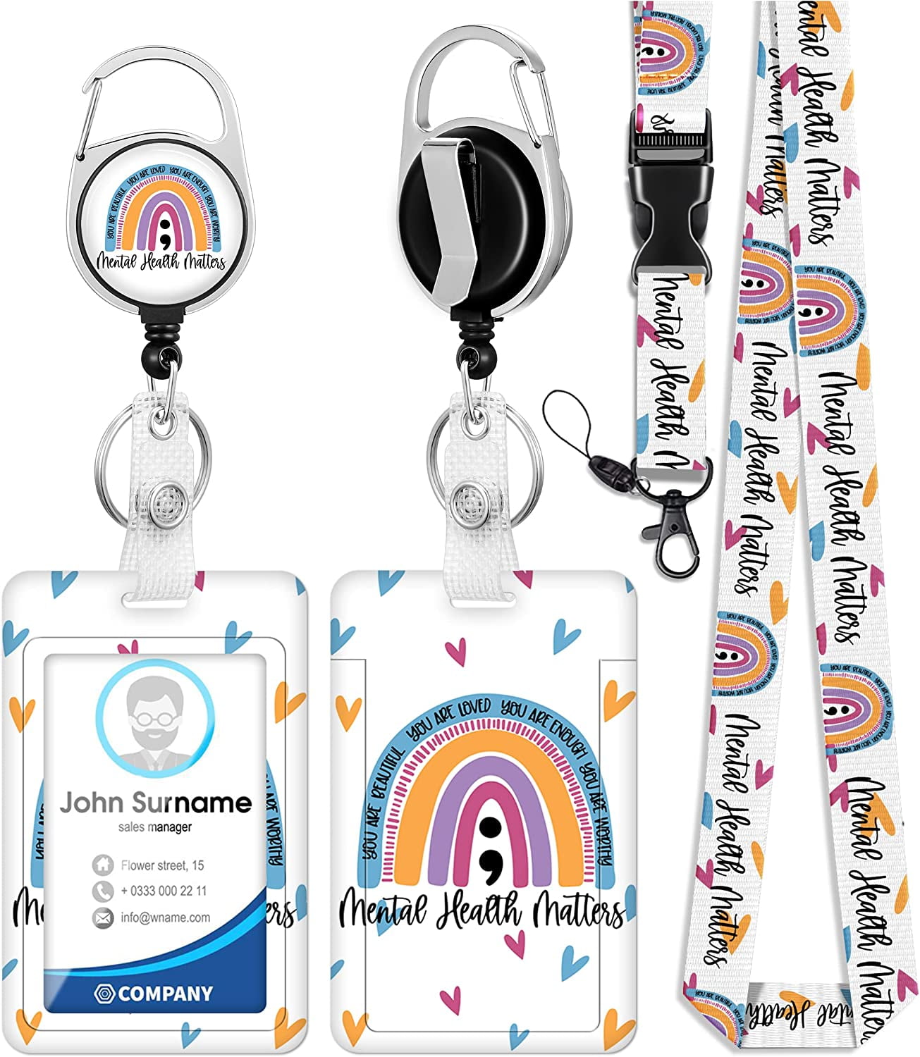 MEZOOM Badge Holder with Lanyard and Retractable Badge Reel Clip ...