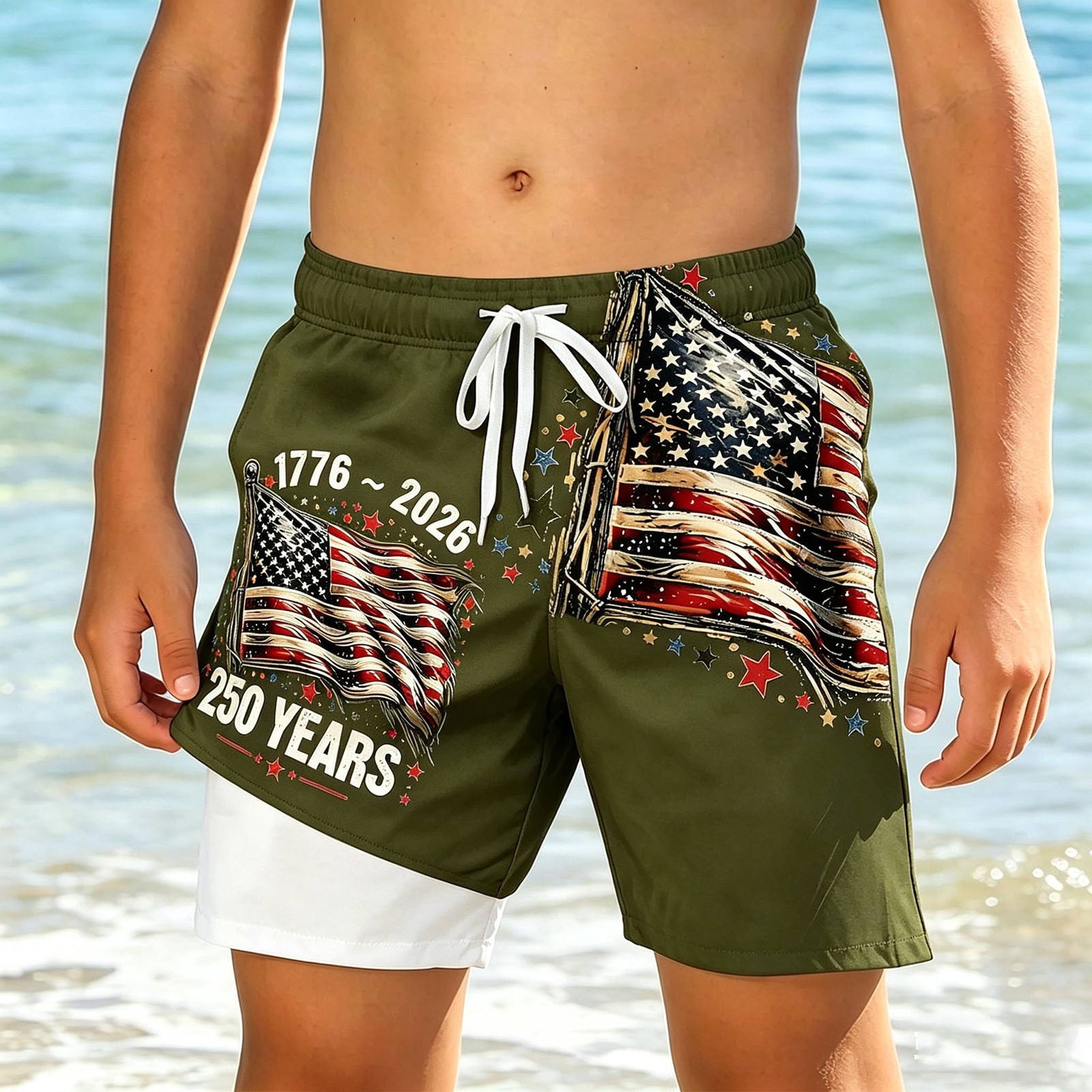 MEZZALL 4th Of July Children Boys Swim Trunks Swimming Bottoms With ...