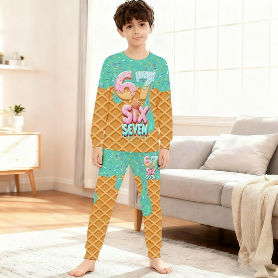 MEZZALL Boys Ice Cream Print Leisure Two Piece Clothes Sets Soft Kids ...