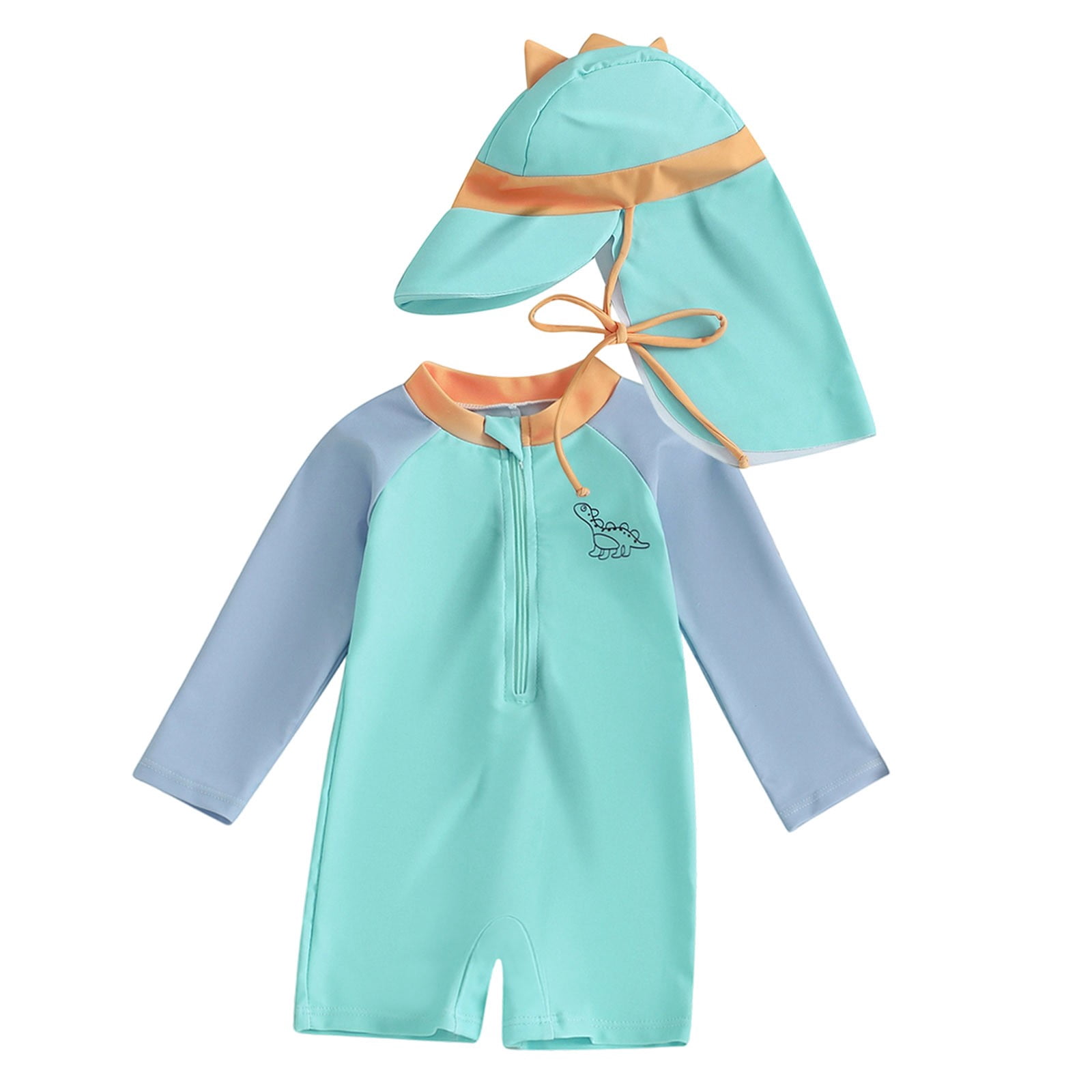MEZZALL Boys Swimwear Long Sleeve Dinosaur Rash Guard With Hood Sun UPF ...