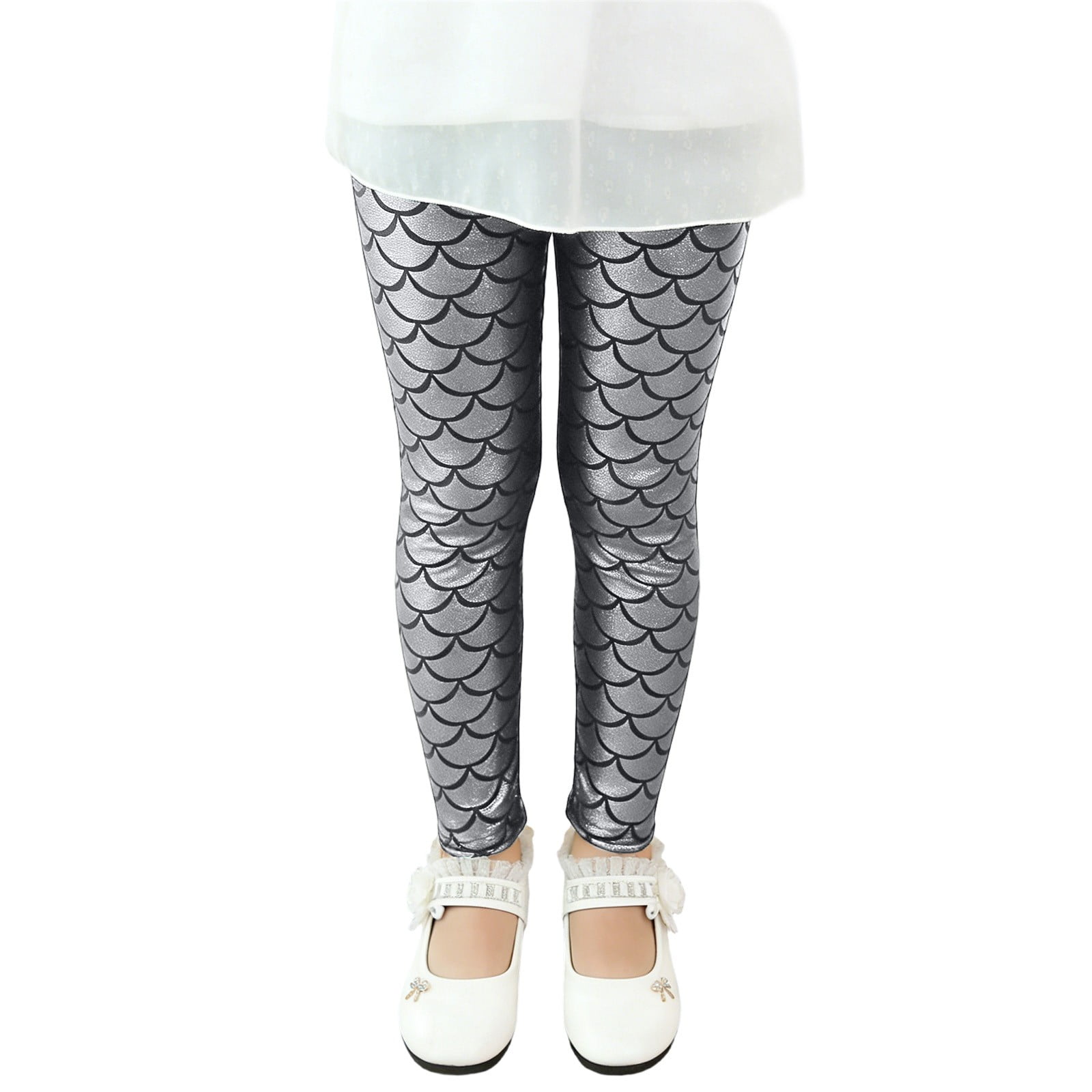 MEZZALL Carnival Girls Sequin Leggings Sparkly Fish Scale Pattern ...
