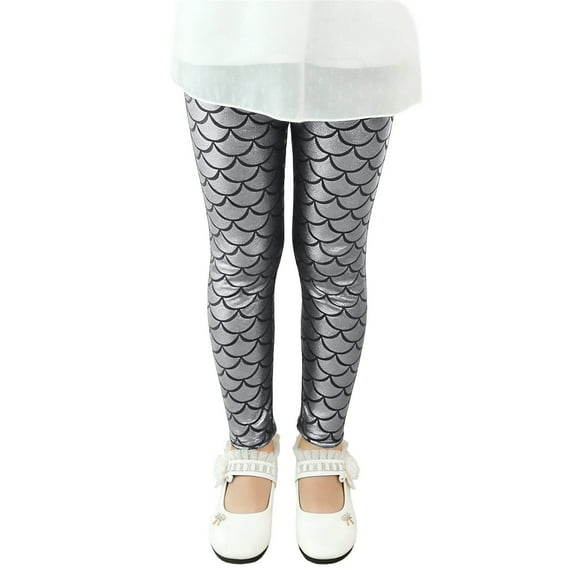 MEZZALL Carnival Girls Sequin Leggings Sparkly Fish Scale Pattern ...