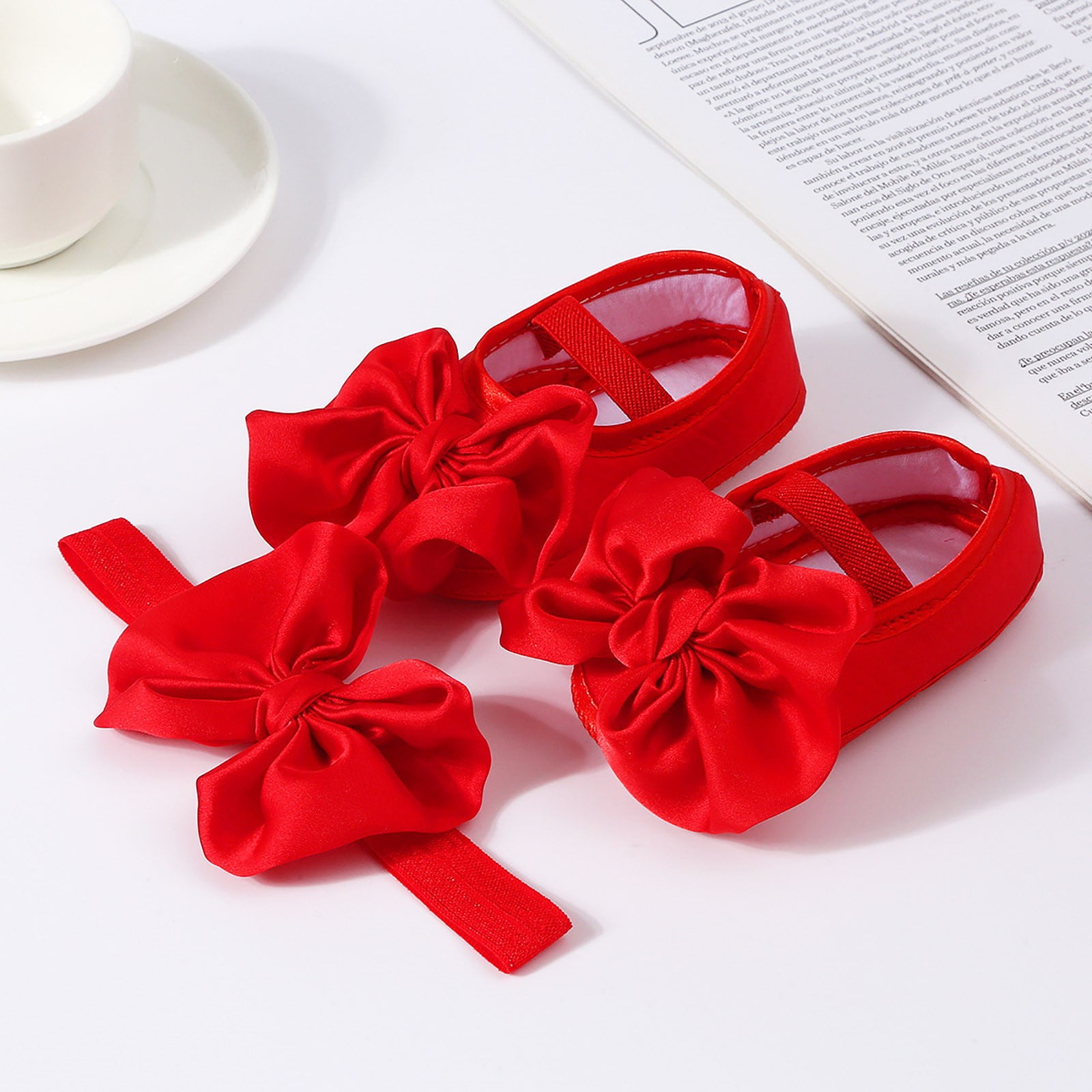 MEZZALL Child Baby Shoes With Hair Band Fashion Soft Soled Toddler ...