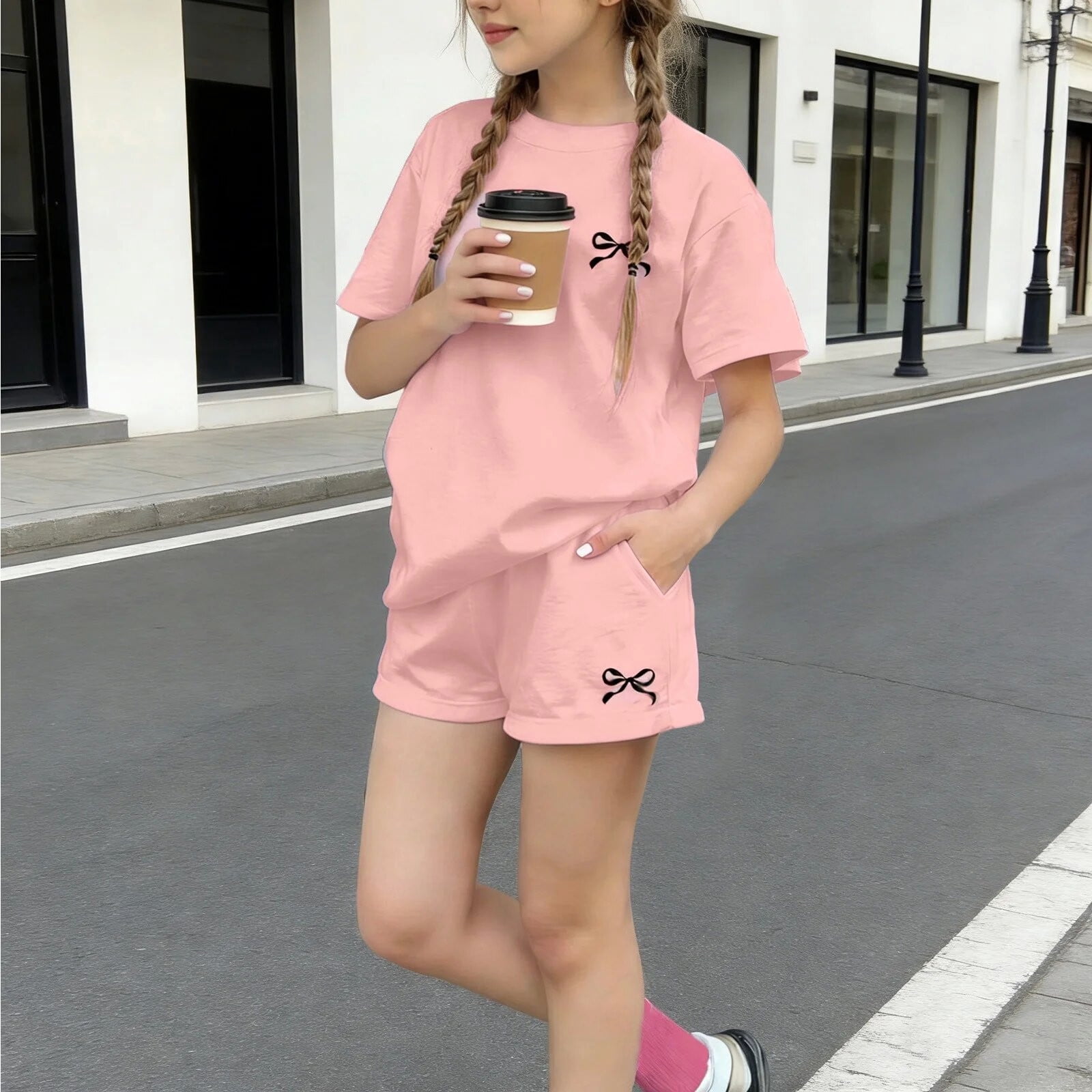 MEZZALL Child Girls Summer 2 Piece Outfit Sets Kids Short Sleeve ...