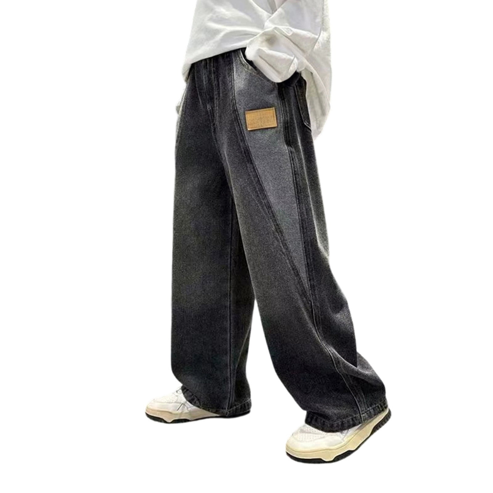MEZZALL Child Pants Boys Casual Blue Solid Color Denim Wide Leg Pants ...