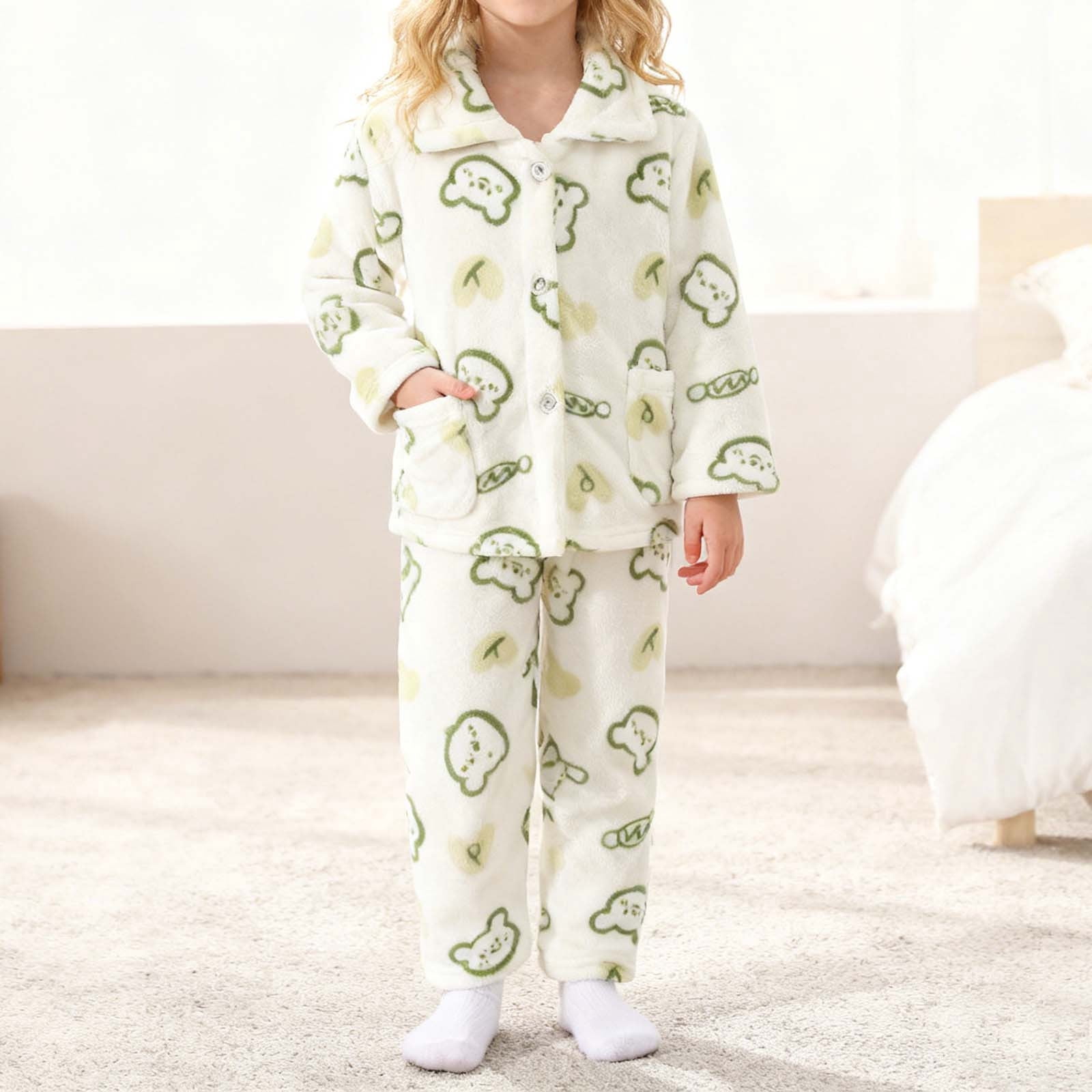 MEZZALL Cozy Flannel Long Sleeve Outfit Sets For Girls Cute Cartoon ...