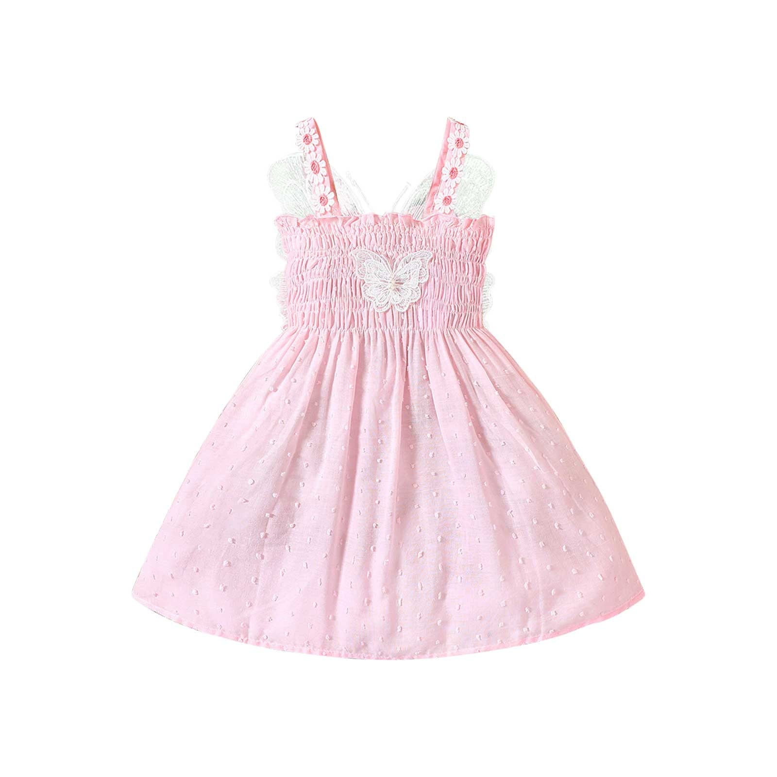 MEZZALL Cute Children Sundress Sleeveless Children Pink Butterfly Dress ...