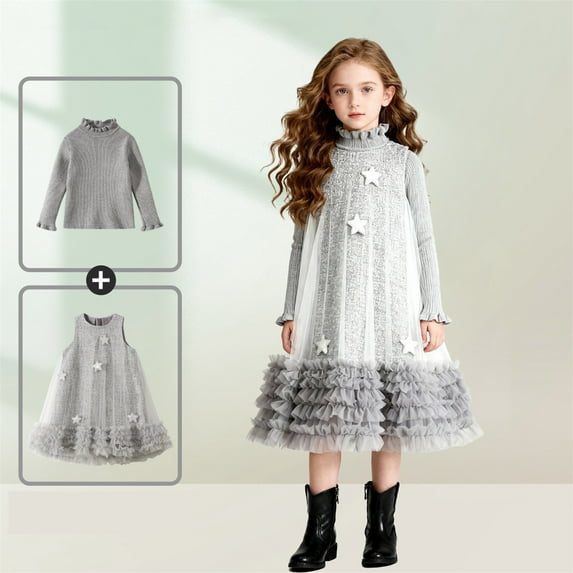 MEZZALL French Style Girls Dress Winter Fashion Knit Sweater With Skirt ...