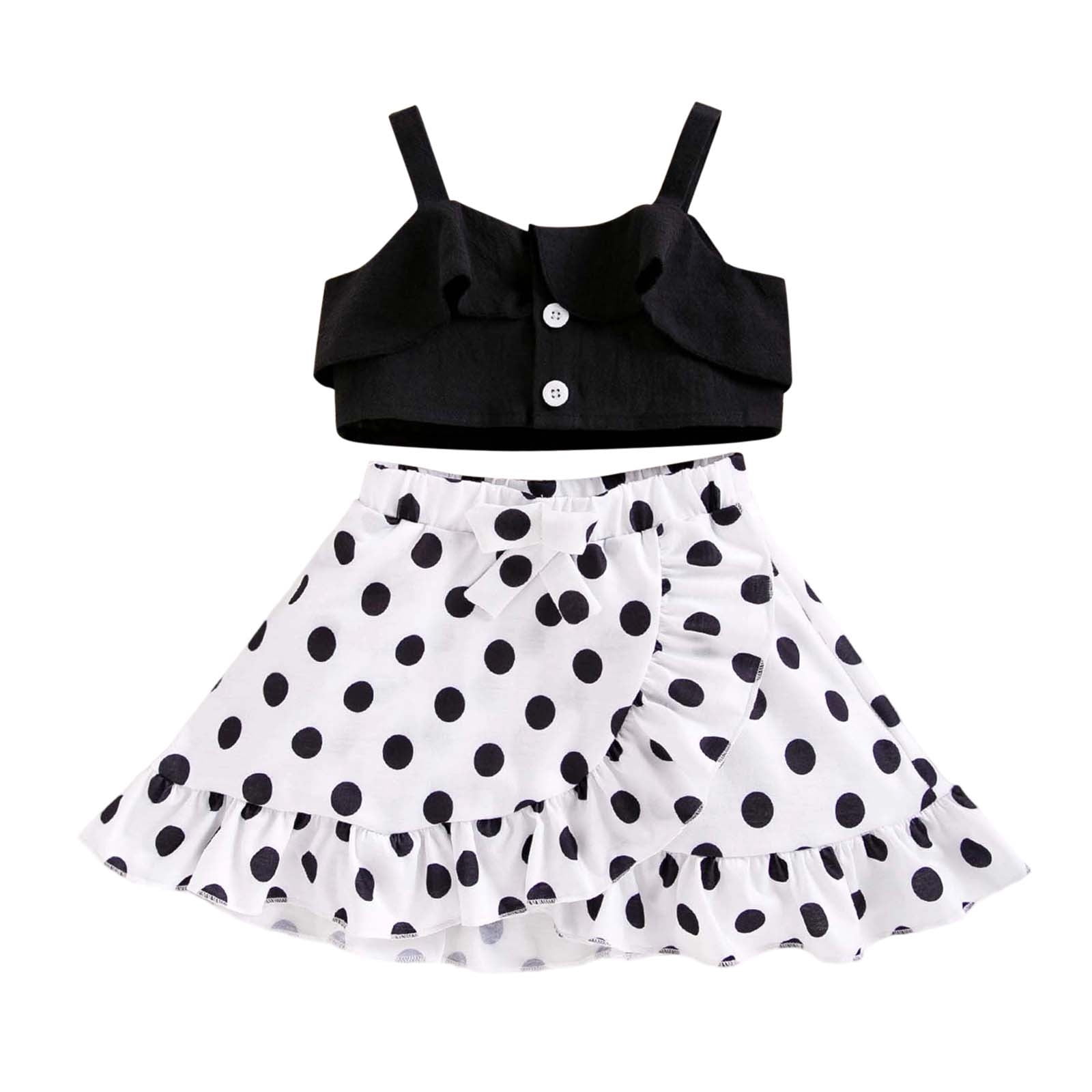 MEZZALL Girls Summer Outfits 2 Piece Set Fashion Sleeveless Button Tops ...