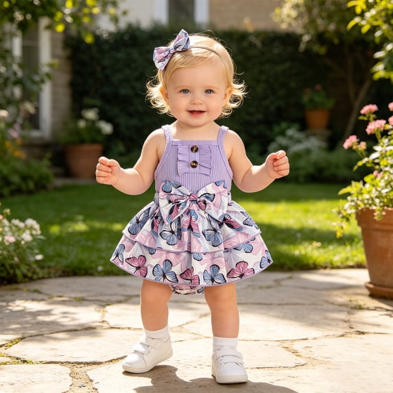 MEZZALL Kids Girls Sleeveless Square Collar Ribbed Romper Bodysuits ...
