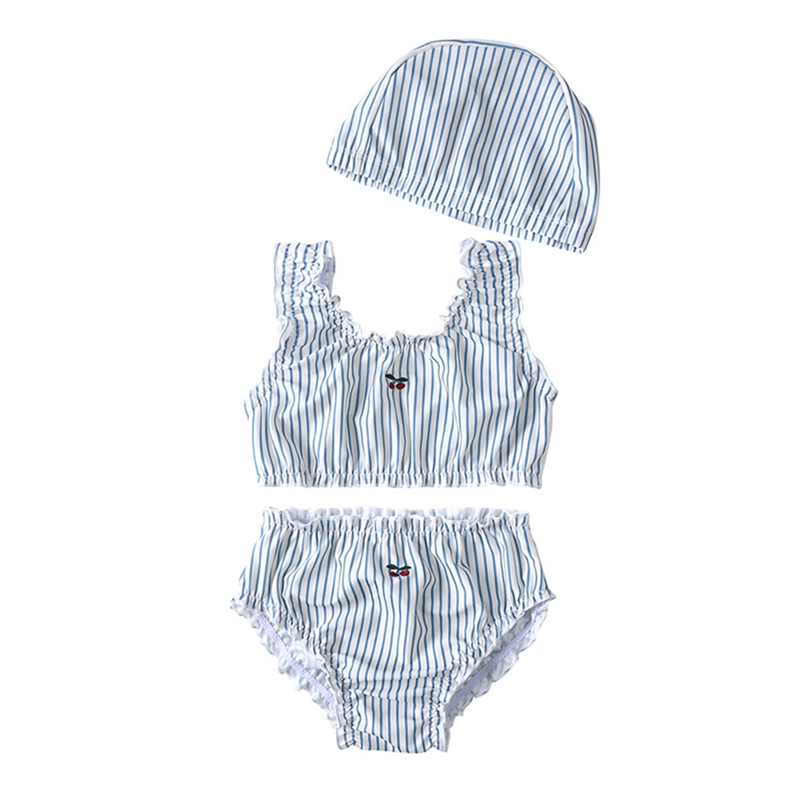 MEZZALL Kids Girls Three Piece Swimsuit Girls Swimwear Floral Striped ...