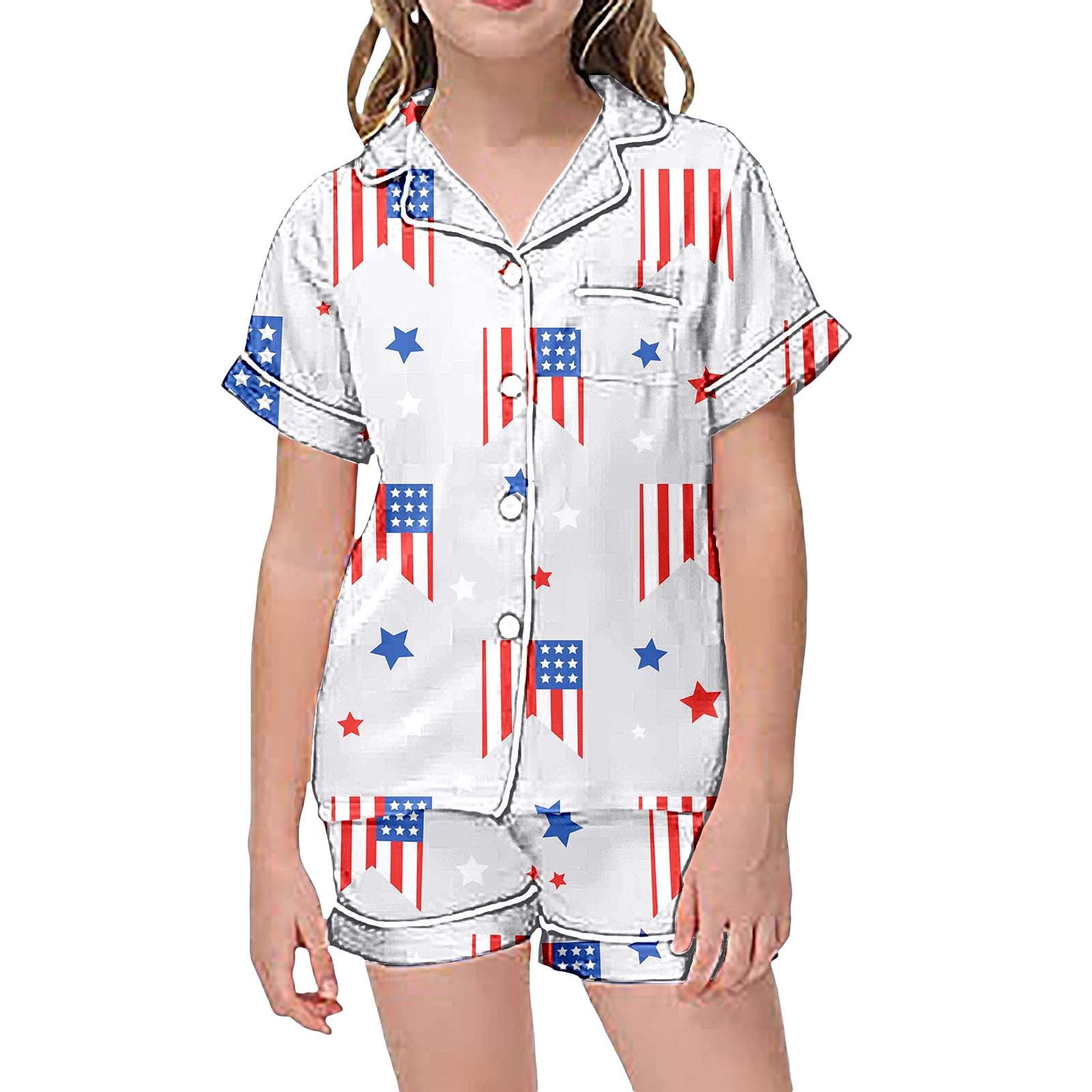 MEZZALL Kids Summer Boys Girls Independence Day Printed Pajamas Suits ...
