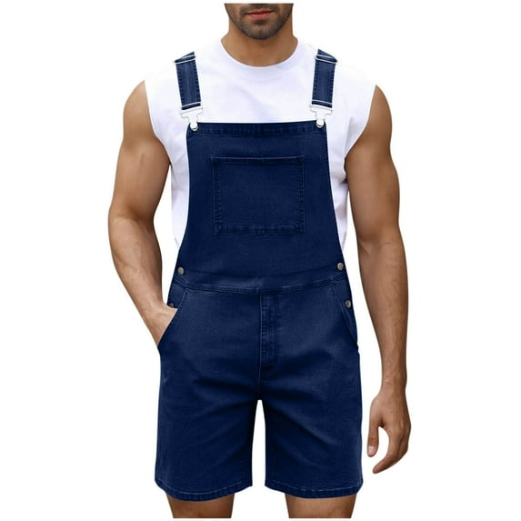 MEZZALL Men's Casual Denim Overalls Button Front Jumpsuit Comfortable Bib Pants Daily Wear ...