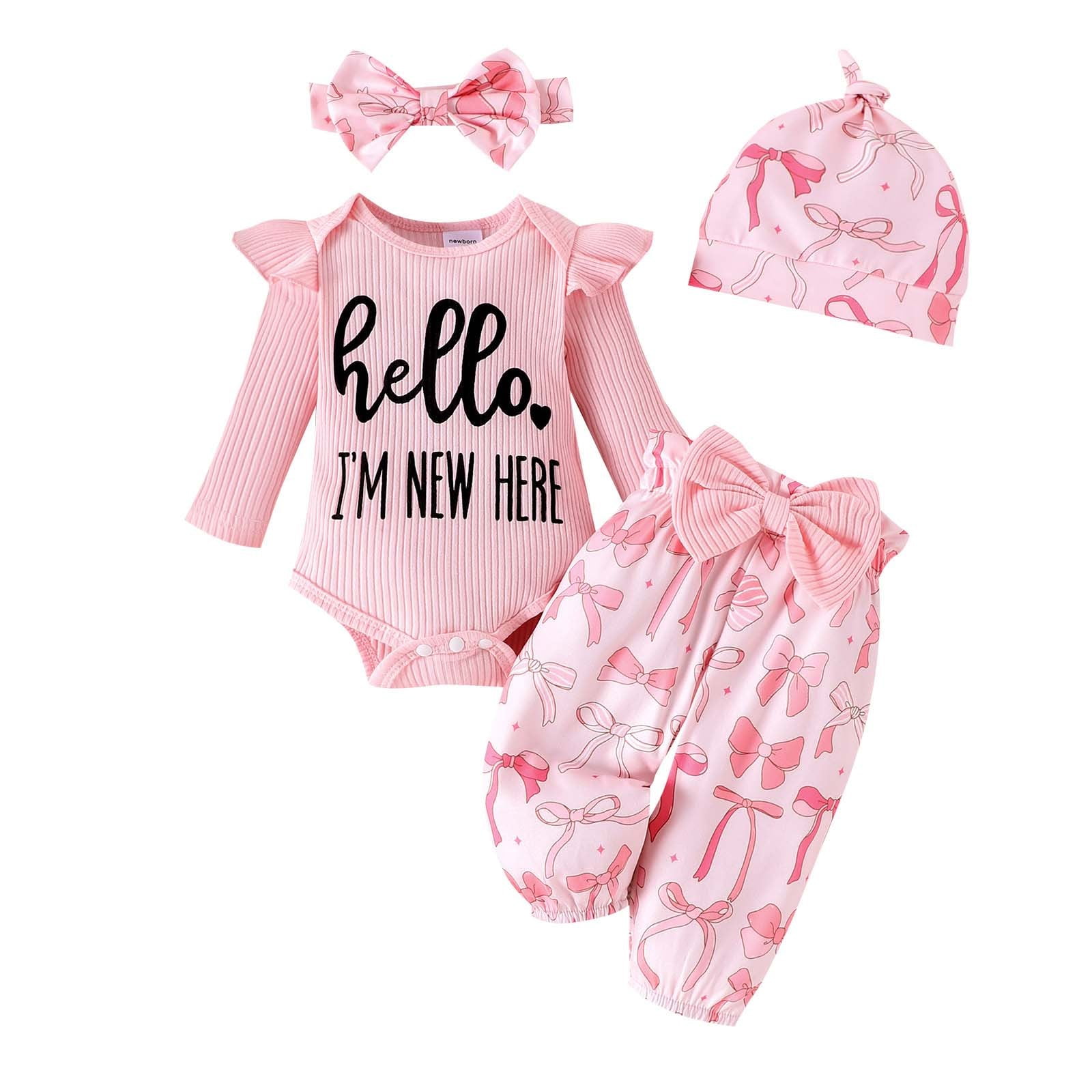 MEZZALL Newborn Baby Girl Clothes Outfits Rib Knit Bodysuit Romper ...