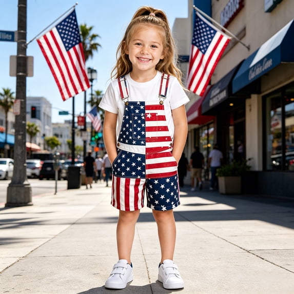 MEZZALL Sleeveless Patriotic Toddler/Kids Romper With Adjustable Straps ...