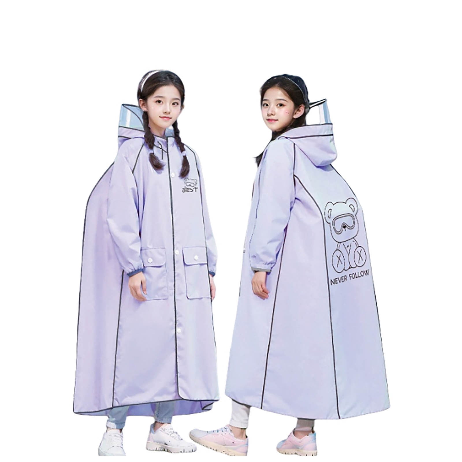 MEZZALL Summer Autumn Boys Girls Rainwear Plain Color Buttoned Thick ...