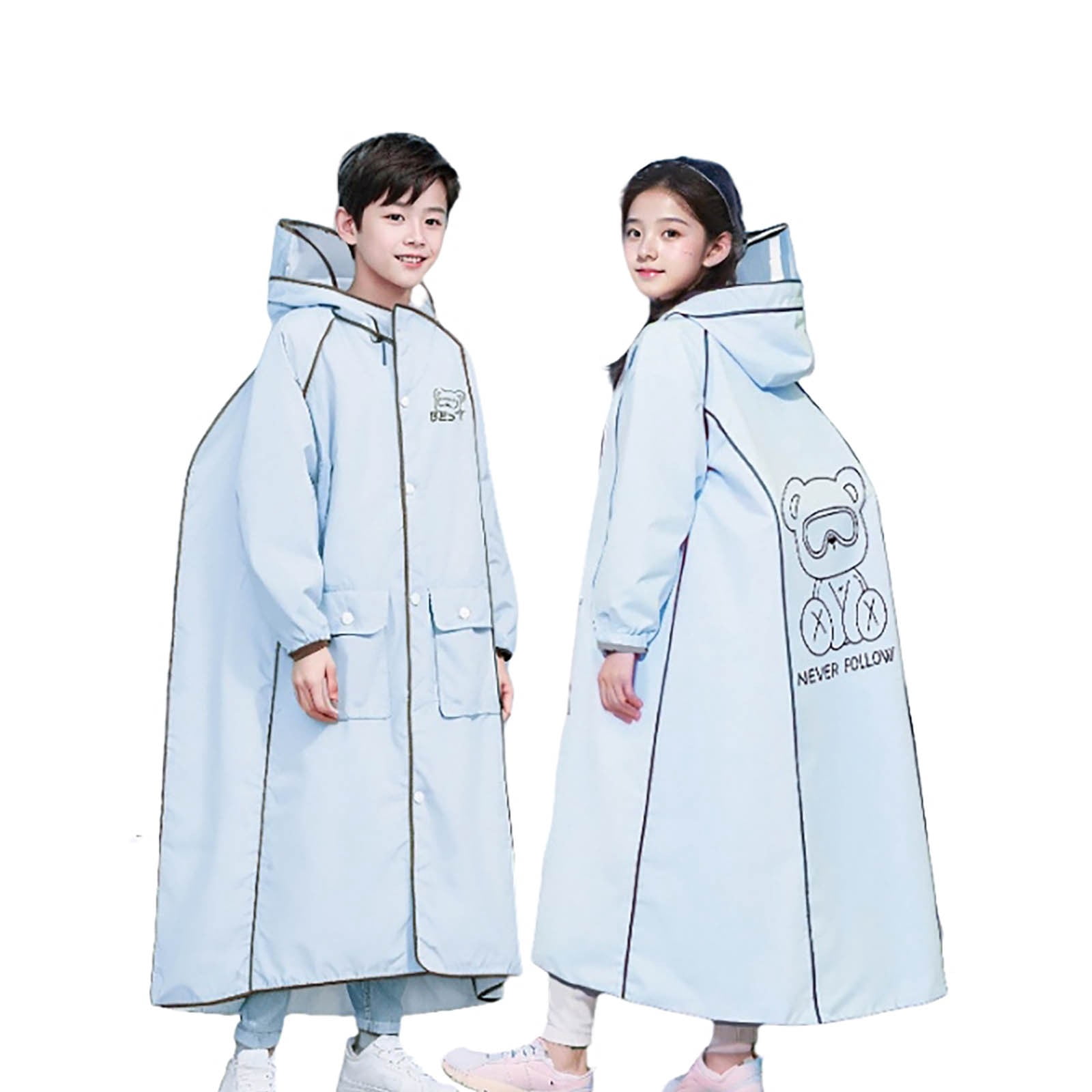 MEZZALL Summer Autumn Boys Girls Rainwear Plain Color Buttoned Thick ...
