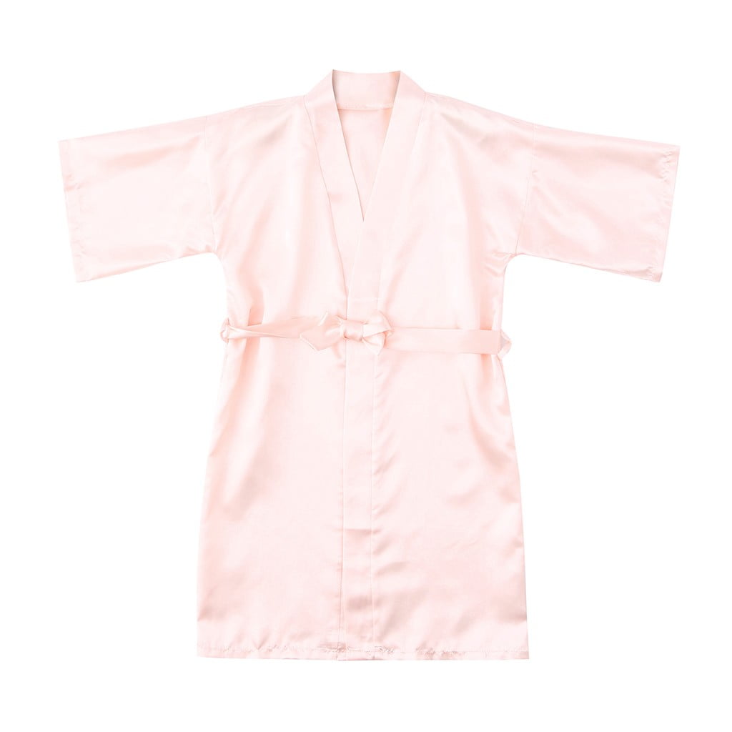 MEZZALL Toddler Baby Kids Girls Solid Color Silk Satin Kimono Robes ...