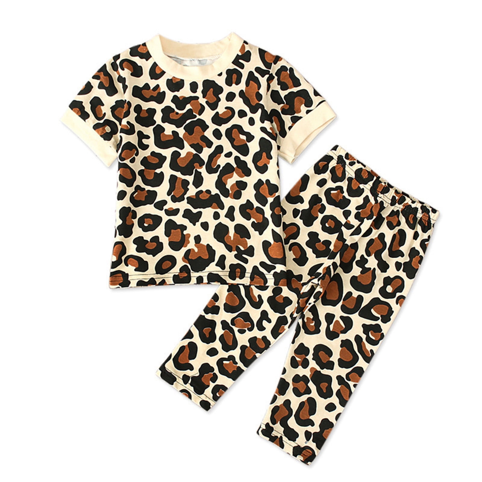 MEZZALL Toddler Kids Baby Girls Leopard Print Summer Clothes Set T ...