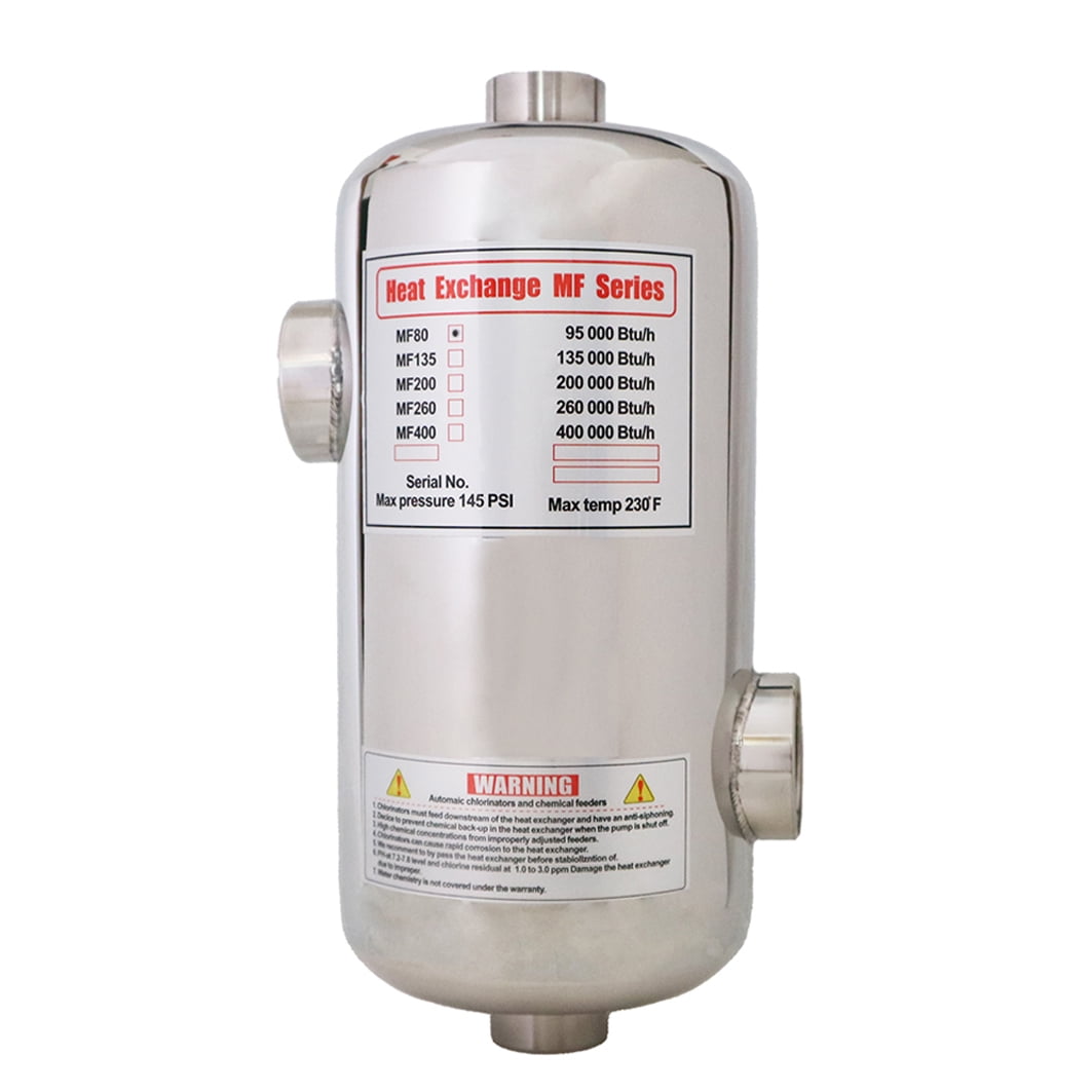 MF-80 Multipurpose HEAT EXCHANGER #304 Stainless Steel for SWIMMING ...