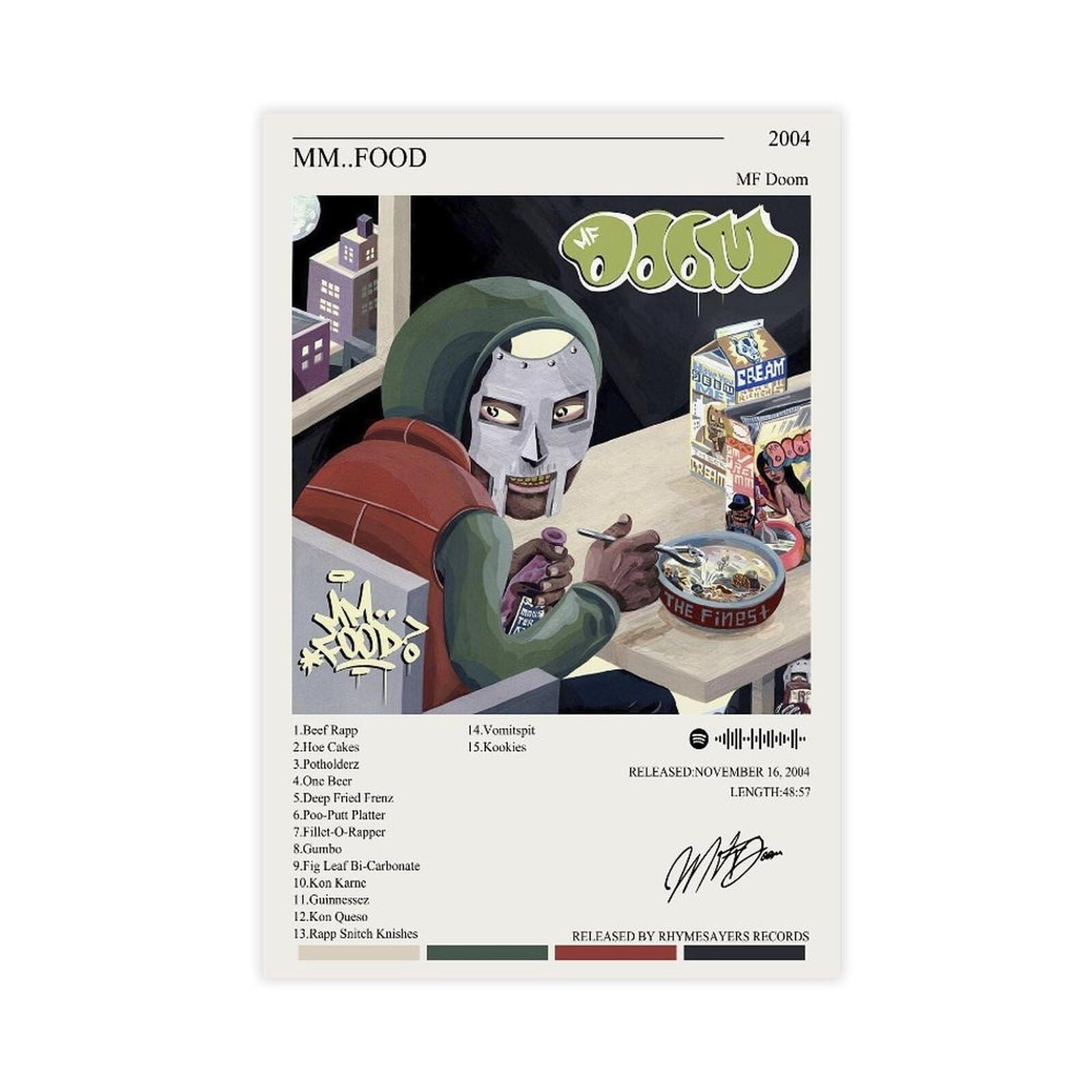 MF DOOM Poster Mm..Food Album Cover Posters Rap Music Poster Wall Art ...