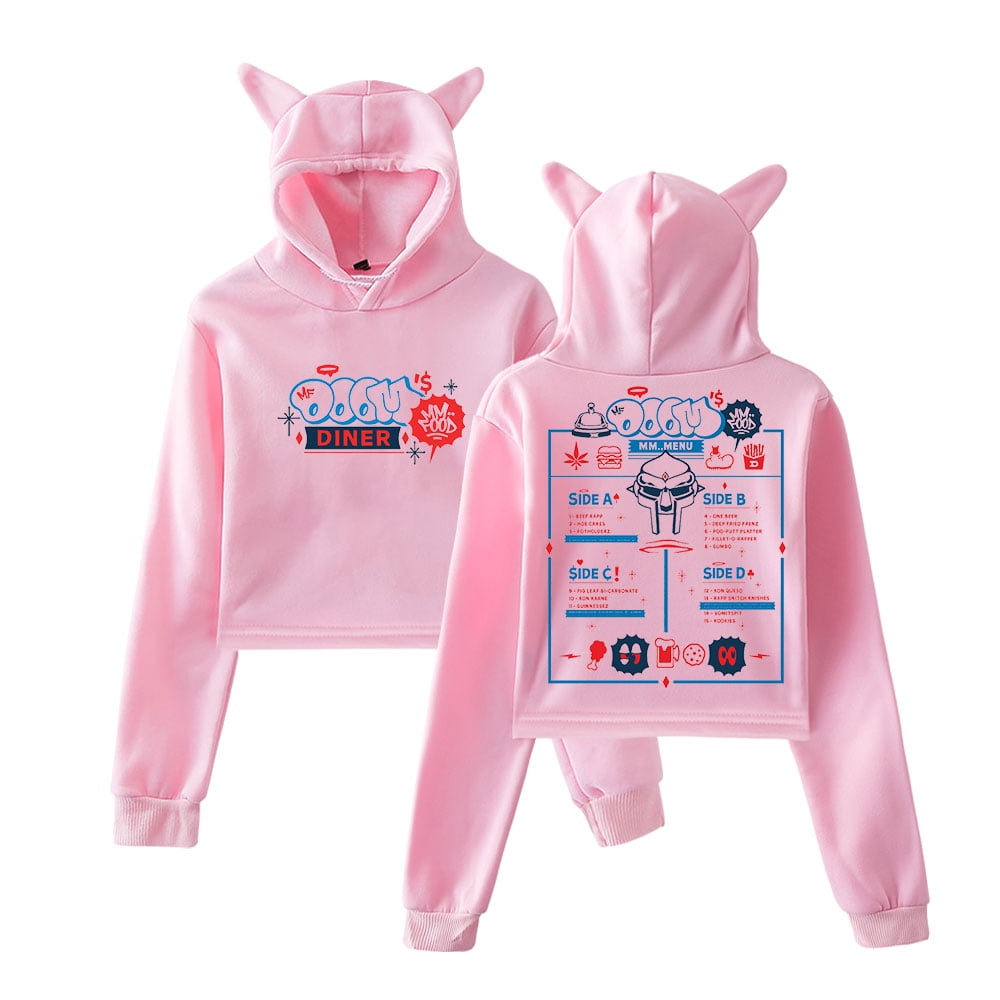 MF Doom Diner Logo Pullover Female Cat Ears Hoodie Mm Food Long Sleeve ...