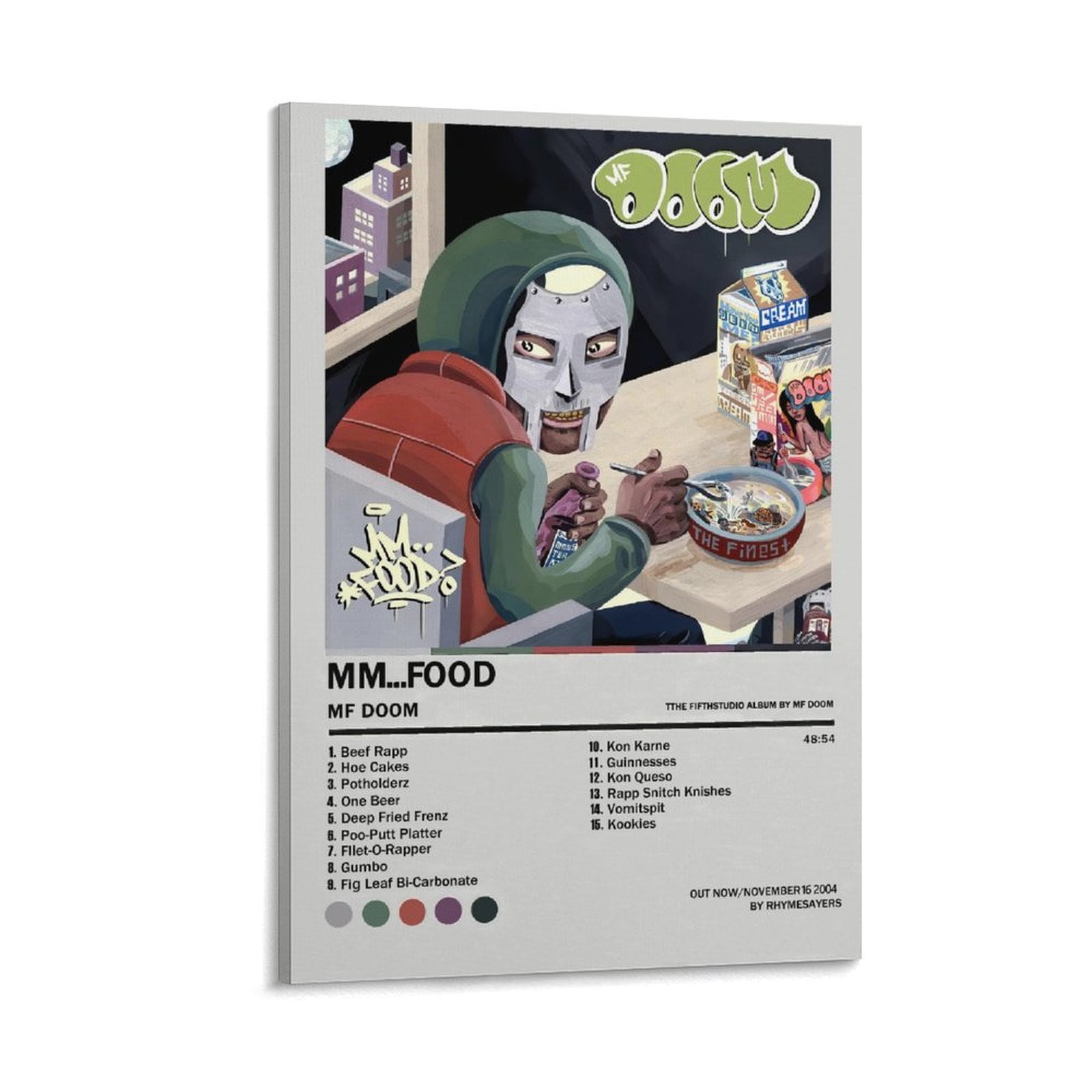 MF Doom Mm Food Album Cover Cool Rapper Hip Hop Poster Canvas Art ...
