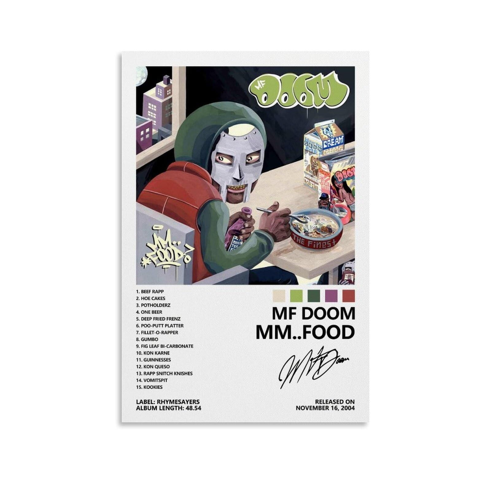MF Doom Poster Mm..Food Album Cover Poster Posters For Room Aesthetic ...