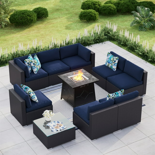 MF Studio 10 Piece Patio Conversation Set with Fire Pit Table - Walmart.com