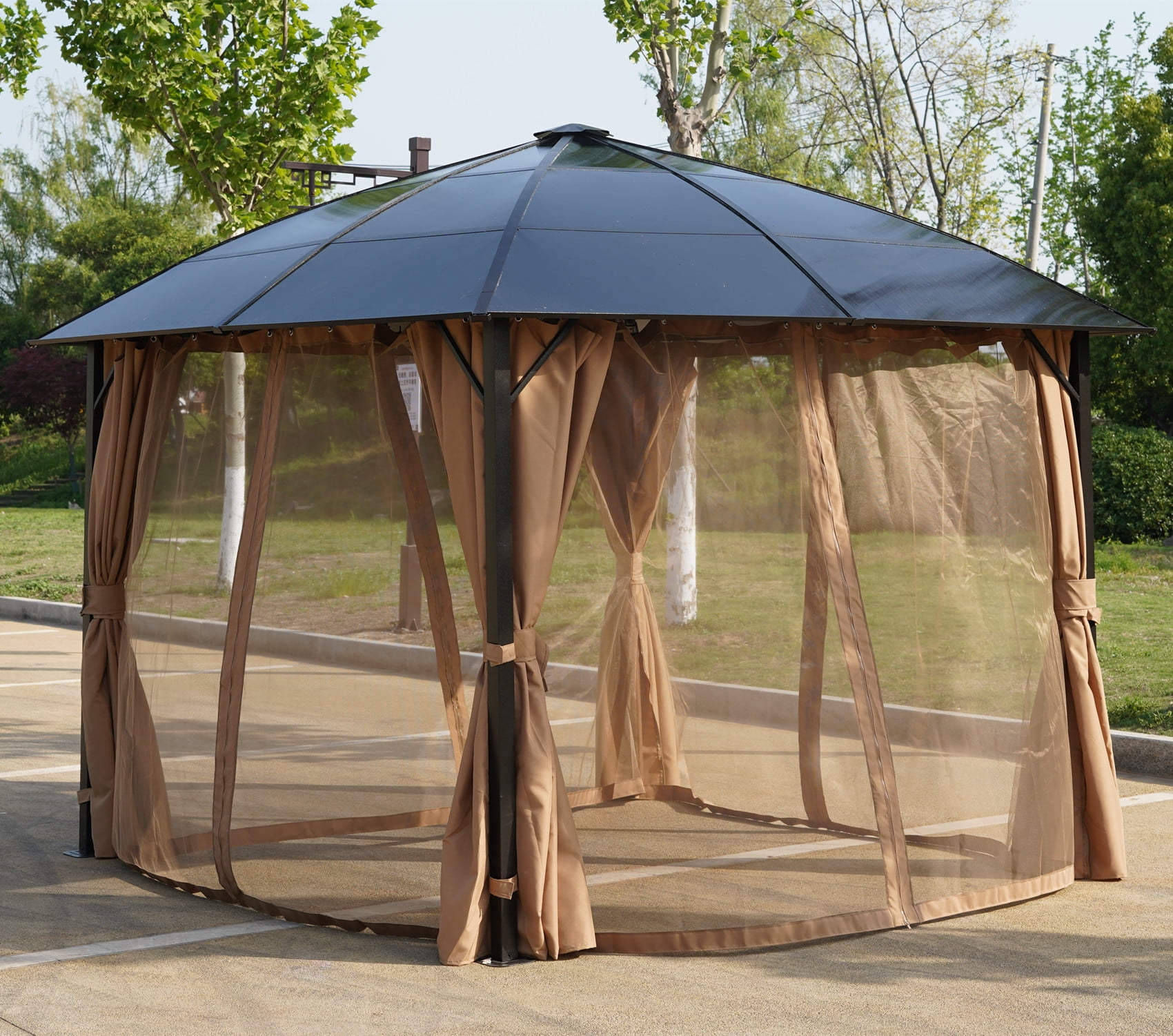 MF Studio 10' x 10' Outdoor Hardtop Gazebo Polycarbonate Roof Patio ...