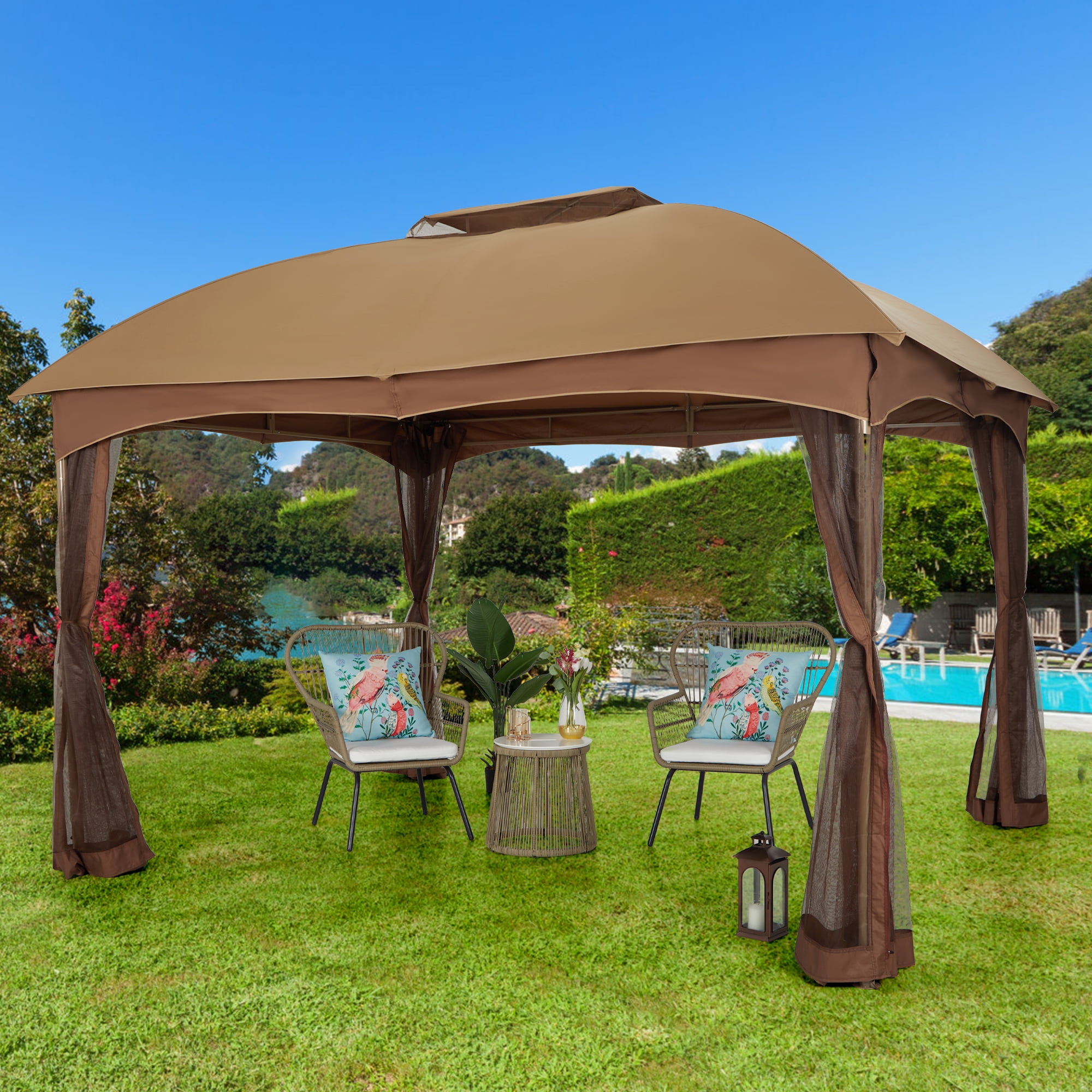 MF Studio 10x12 FT Gazebo with Netting for Outdoor - Walmart.com