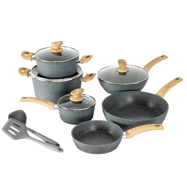 MF Studio 12 Pieces Cookware Set Granite Nonstick Pots and Pans ...