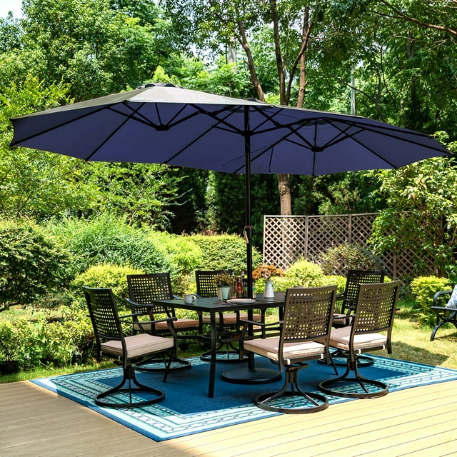 MF Studio 15ft Double-Sided Patio Umbrella with Base Extra Large ...