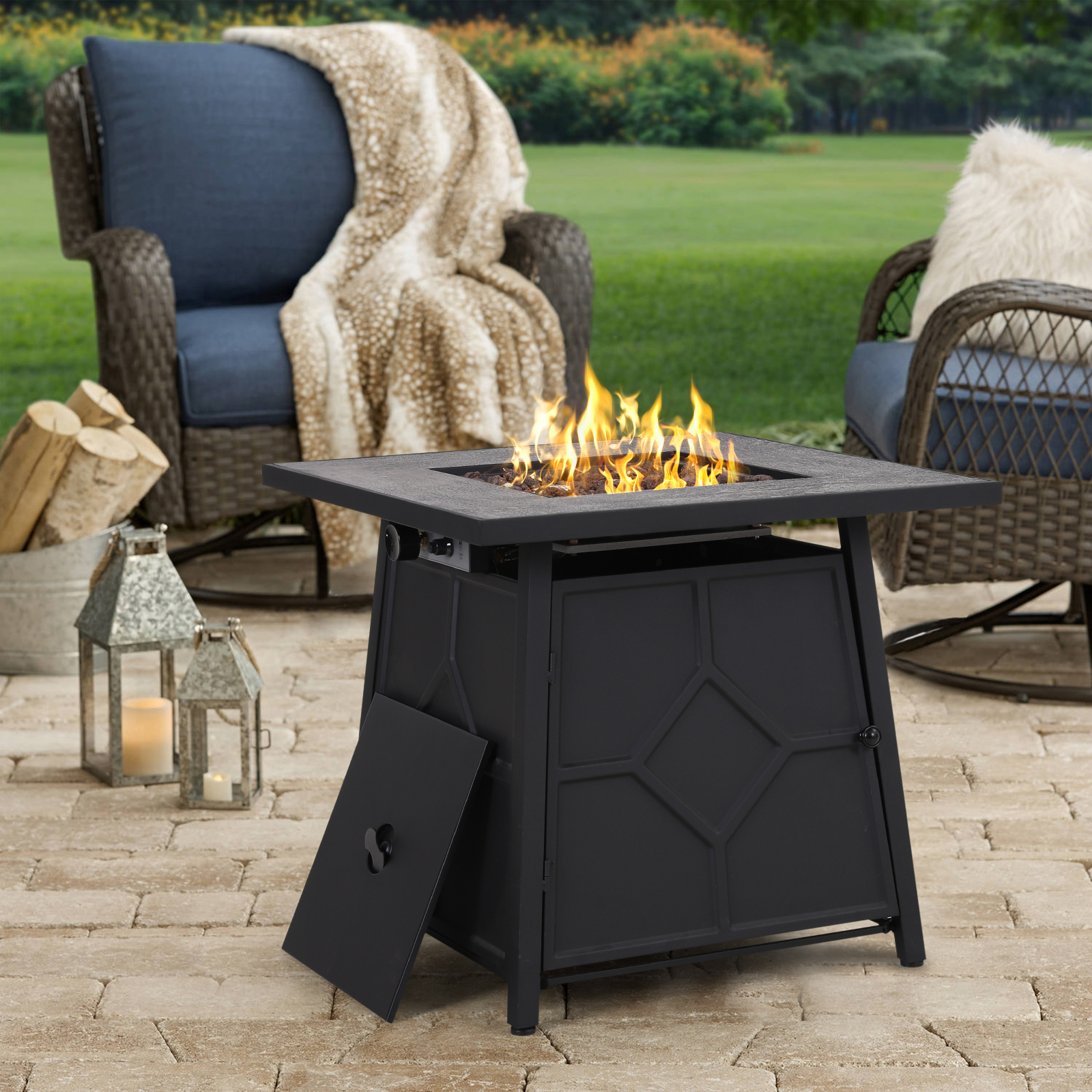 MF Studio 28" Propane Fire Pit Table with TerraFab Top CSA Certificated ...